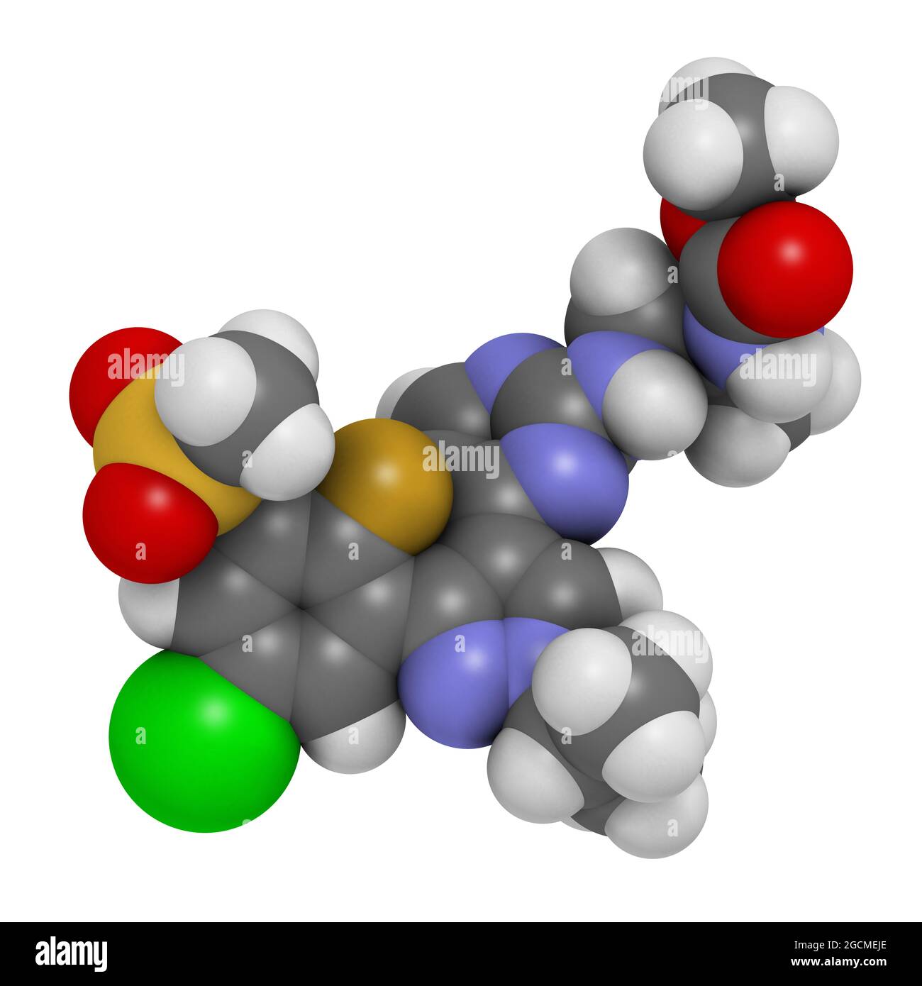 Encorafenib melanoma drug molecule. 3D rendering. Atoms are repr Stock ...