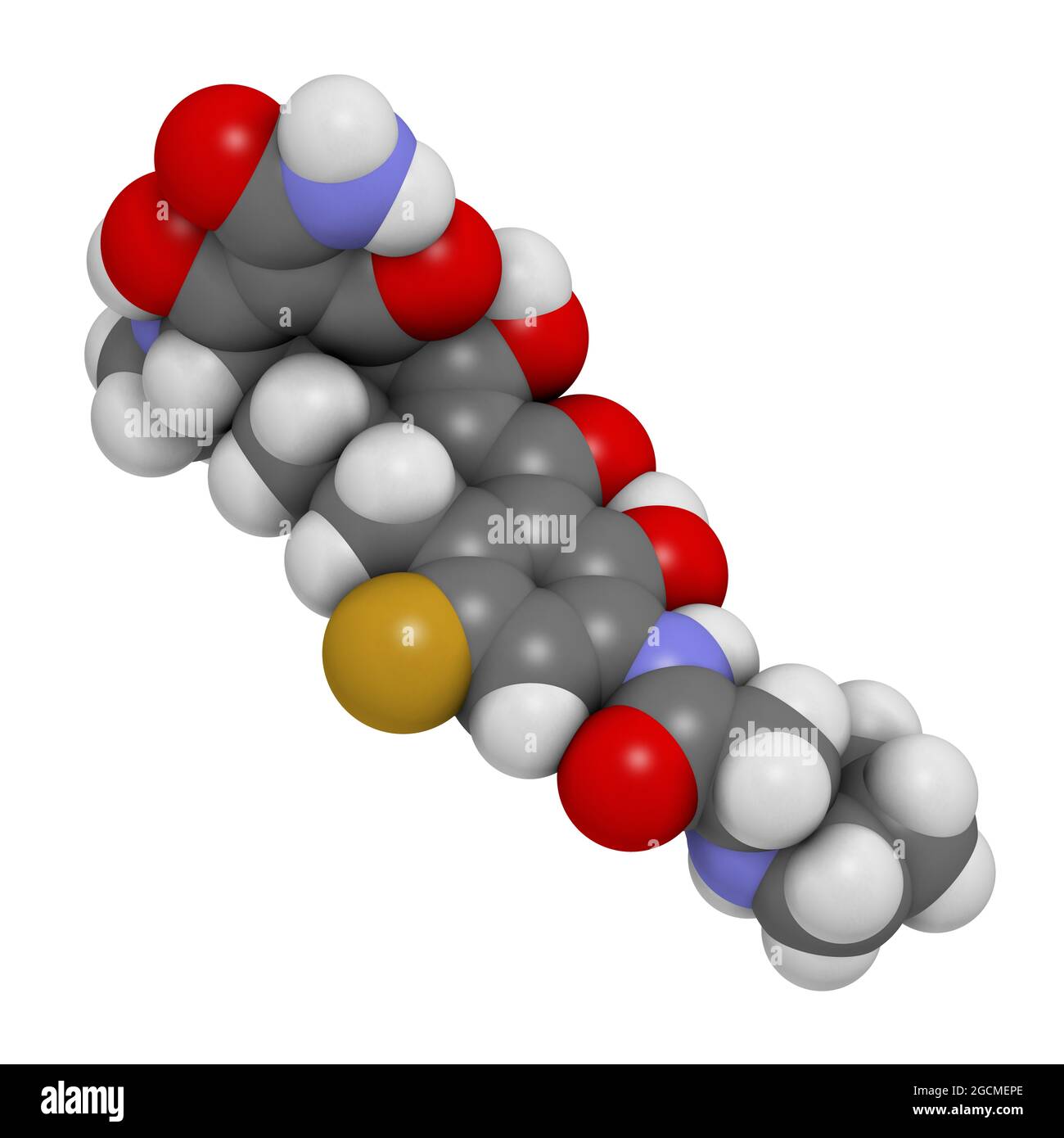 Eravacycline antibiotic drug molecule (tetracycline class). 3D r Stock ...