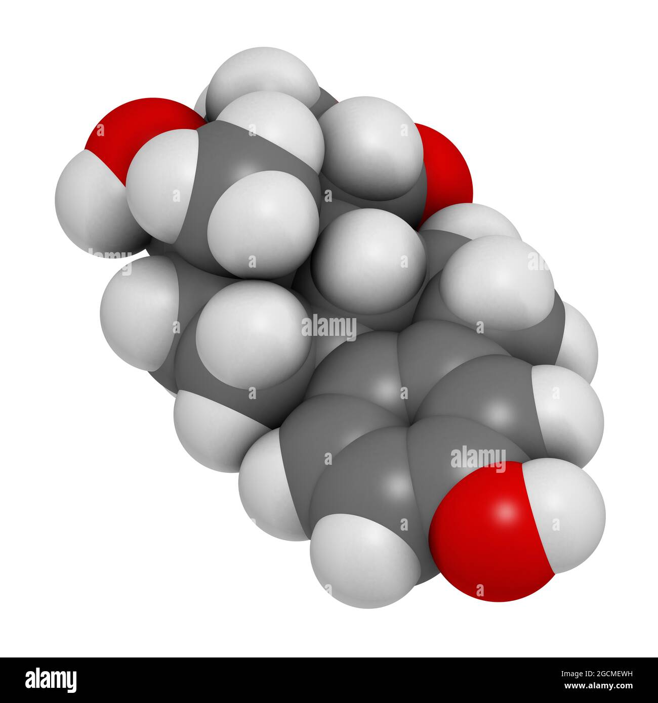 Estetrol natural estrogen hormone molecule. 3D rendering. Atoms Stock ...