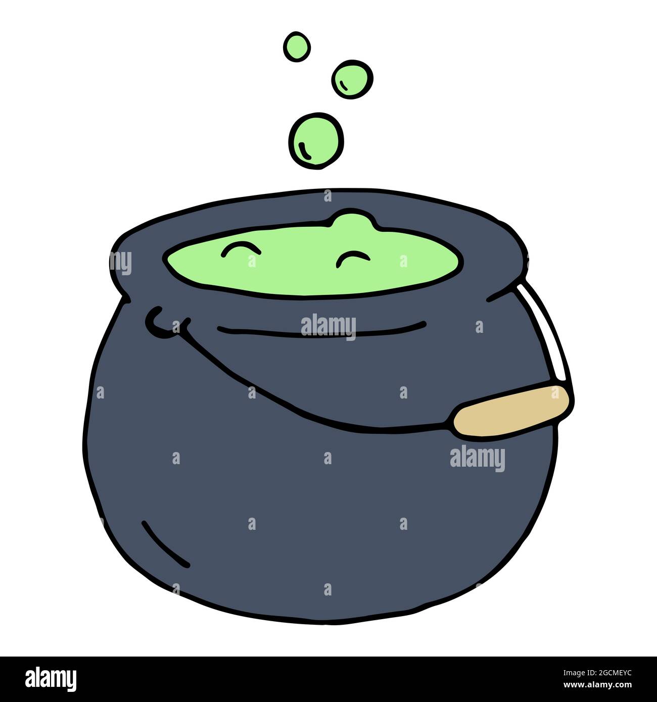 Colorful witch pot with bubbling potion. Vector illustration for ...