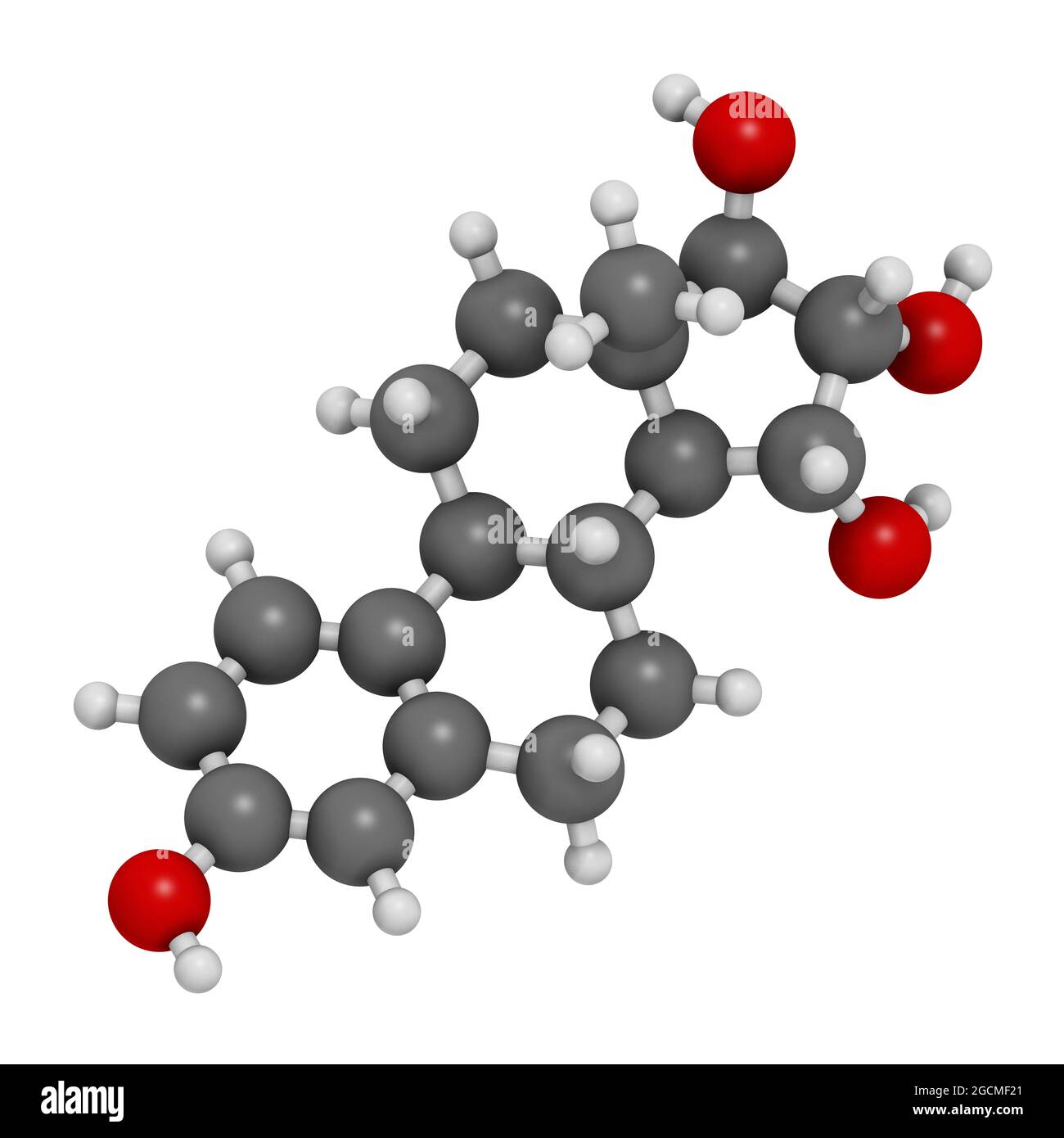 Estetrol natural estrogen hormone molecule. 3D rendering. Atoms Stock ...