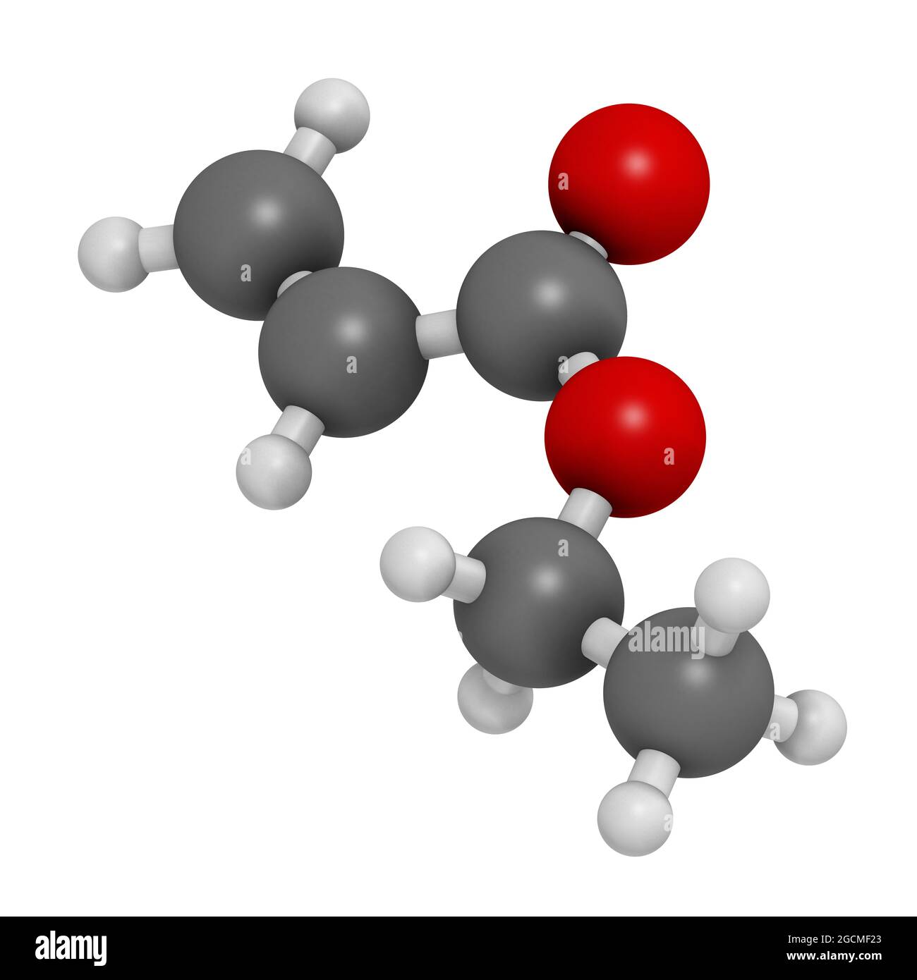 Ethyl acrylate molecule. 3D rendering. Atoms are represented as Stock ...