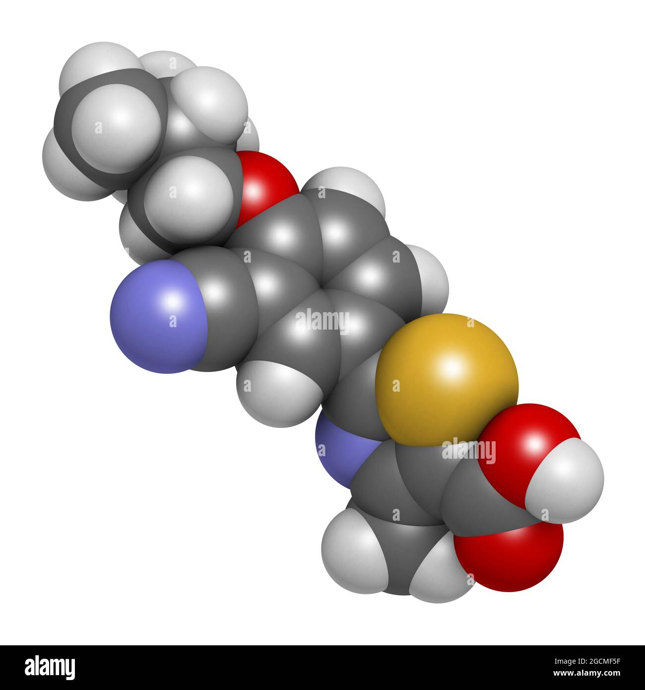 Febuxostat gout drug molecule (xanthine oxidase inhibitor). 3D r Stock ...