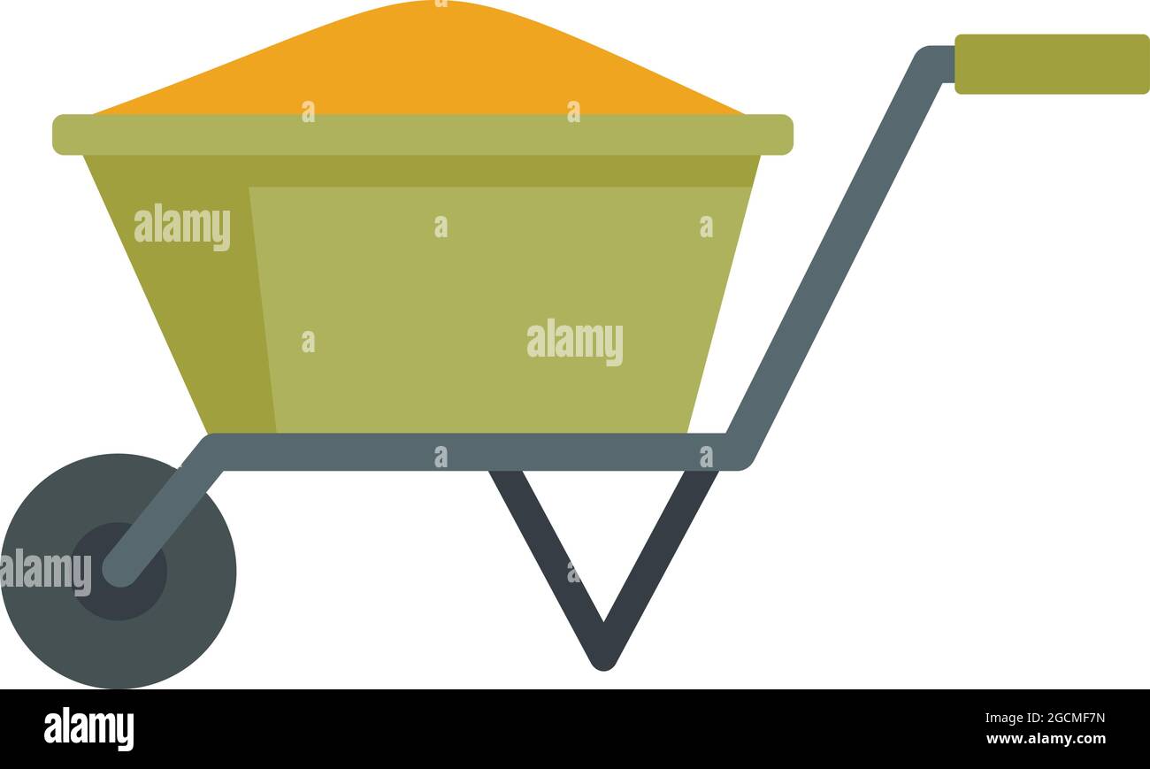 Construction wheelbarrow icon. Flat illustration of construction ...