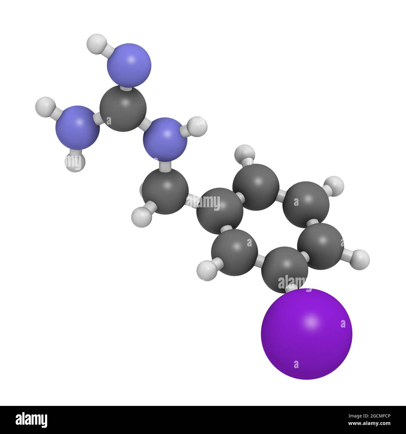 Iobenguane I-131 cancer drug molecule (radiopharmaceutical). 3D Stock ...