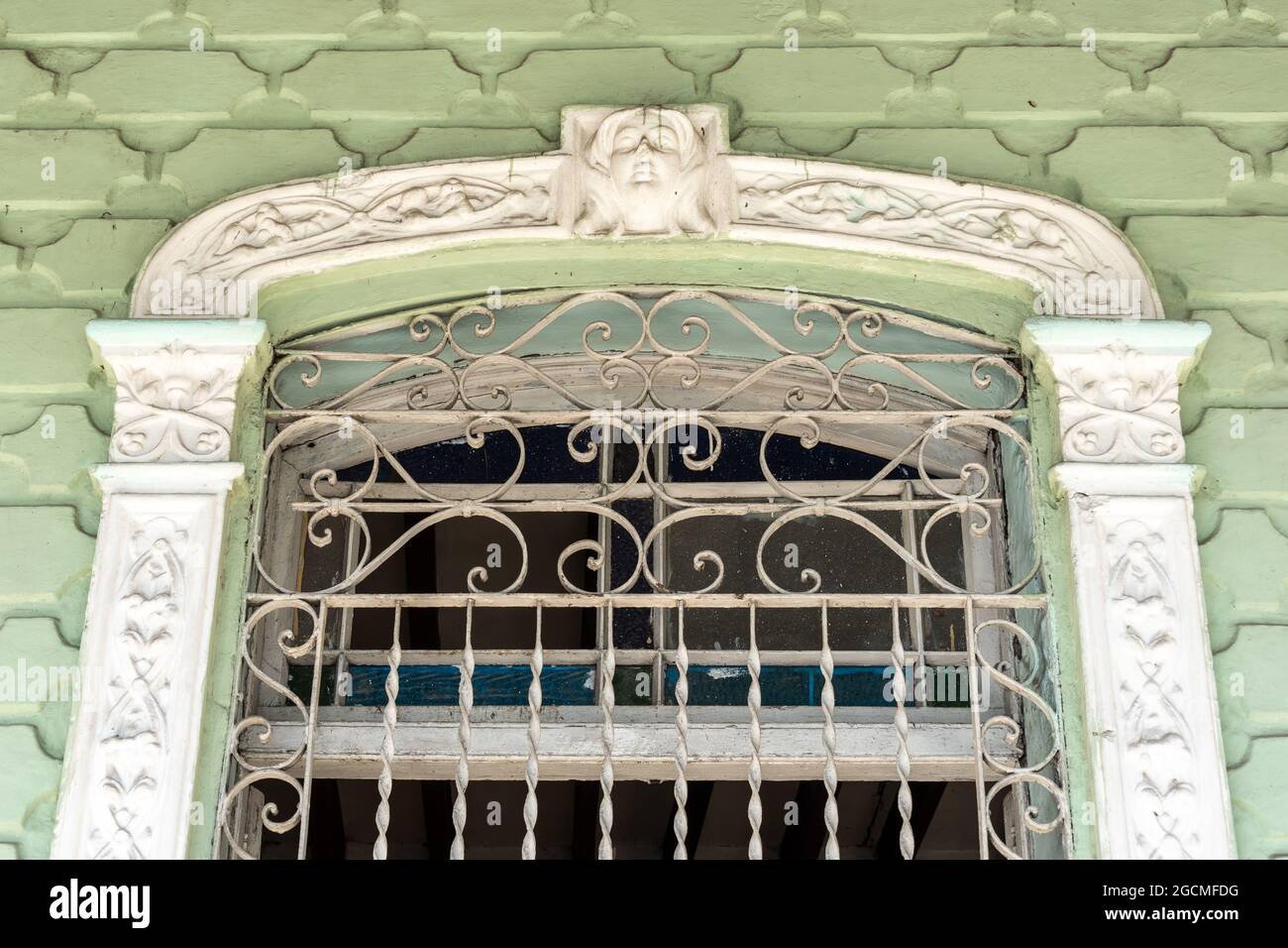 Colonial window architectural feature in a house facade, Las Tunas ...