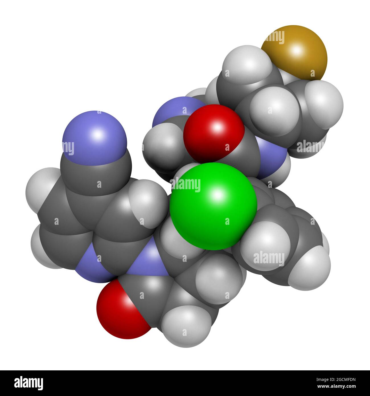 Ivosidenib cancer drug molecule. 3D rendering. Atoms are represe Stock ...