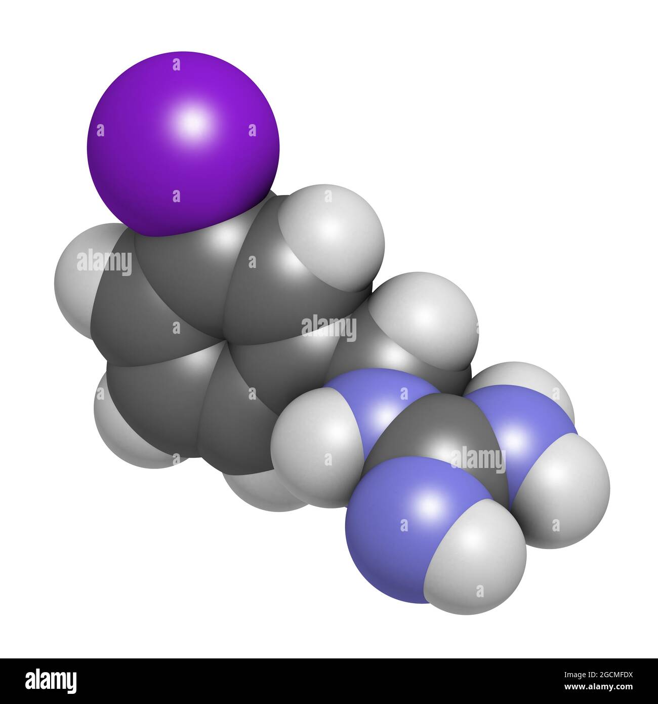Iobenguane I-131 cancer drug molecule (radiopharmaceutical). 3D Stock ...