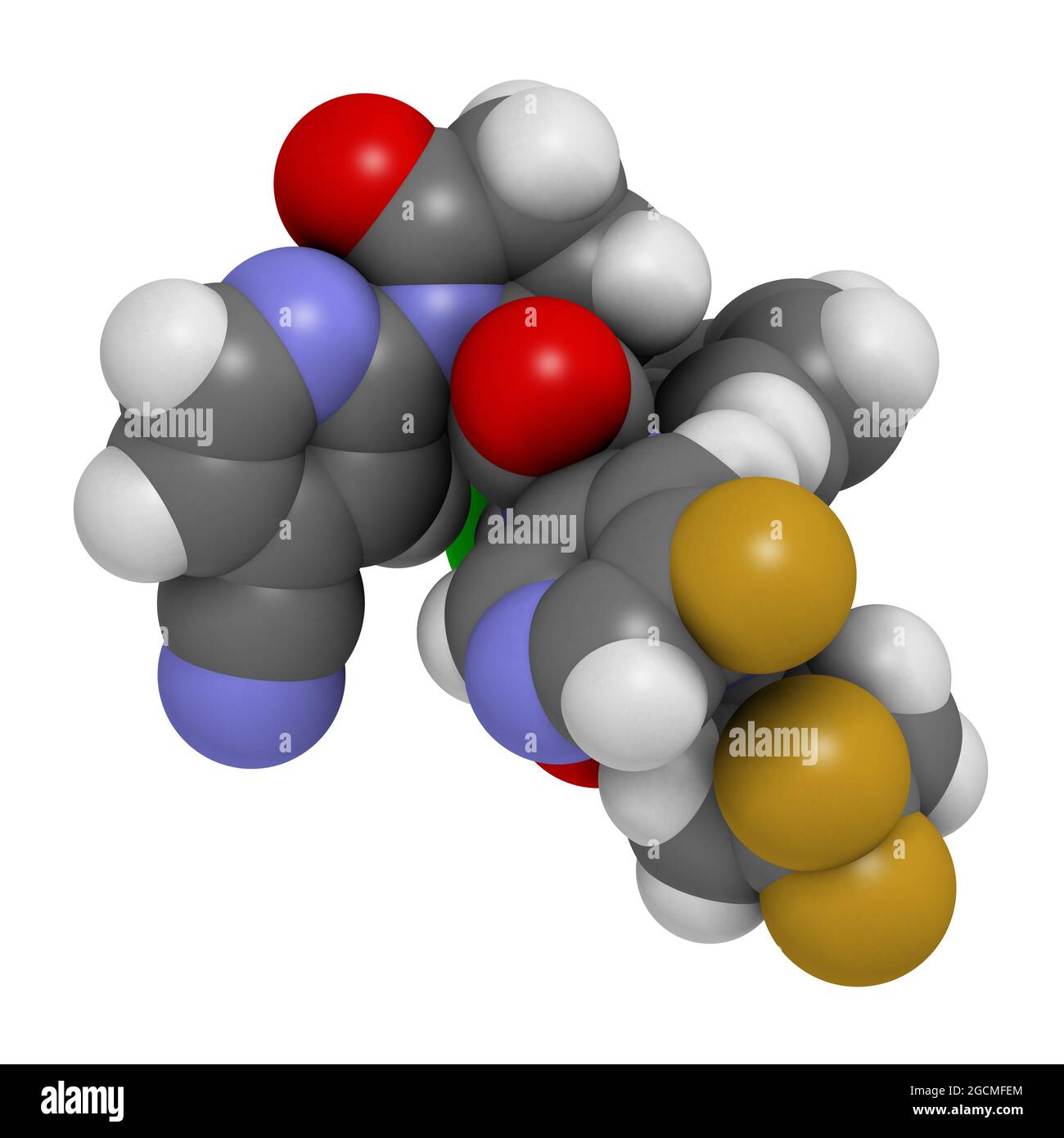 Ivosidenib cancer drug molecule. 3D rendering. Atoms are represe Stock ...