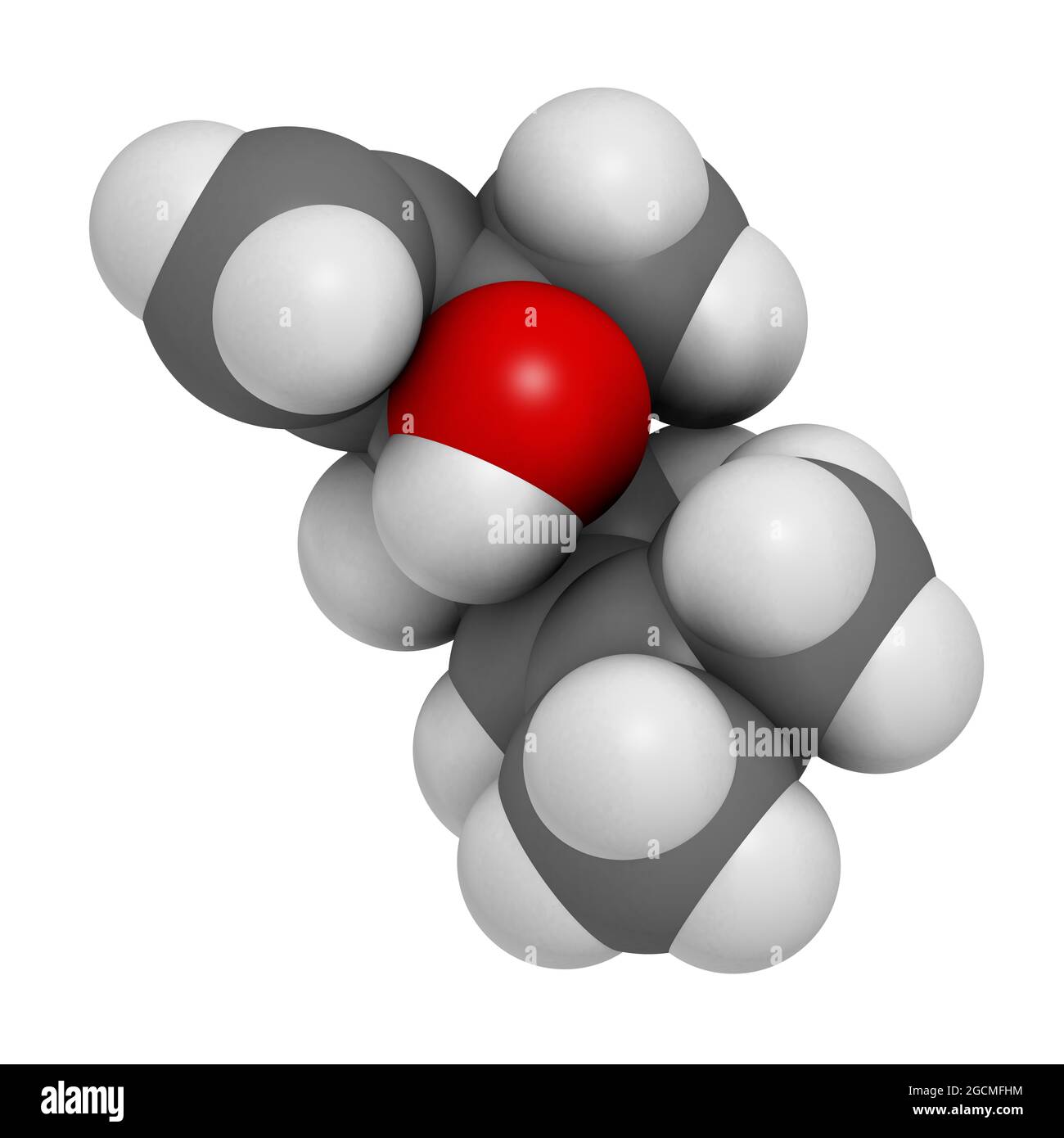 Linalool scent molecule. 3D rendering. Atoms are represented as Stock ...