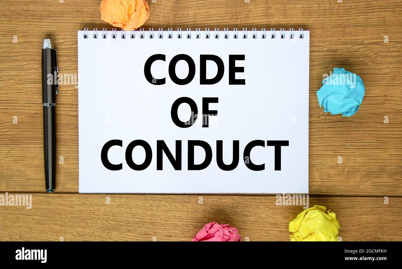 Code of conduct symbol. Words 'Code of conduct' on beautiful wooden ...