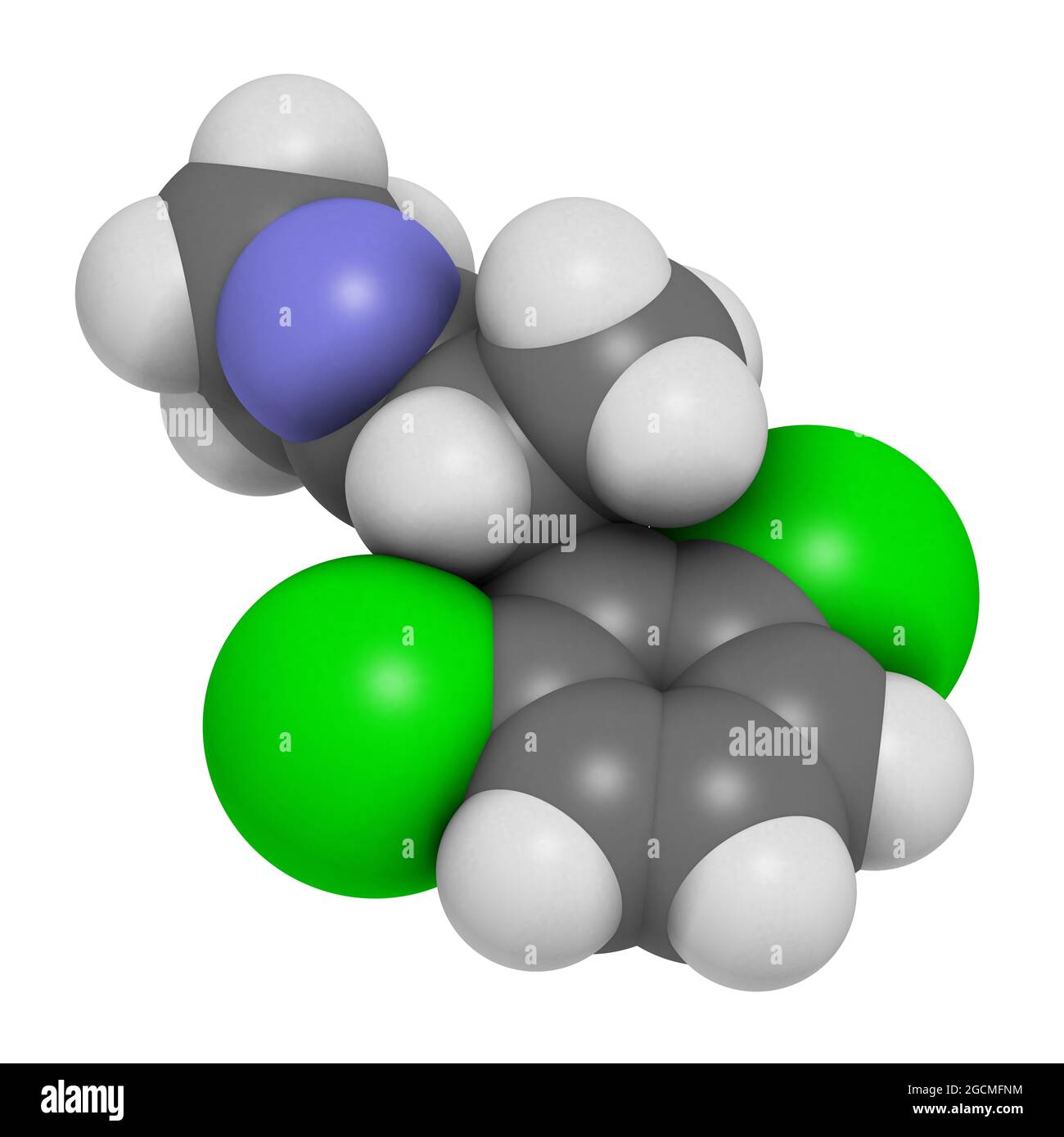Lofexidine opioid withdrawal treatment drug. 3D rendering. Atoms Stock ...