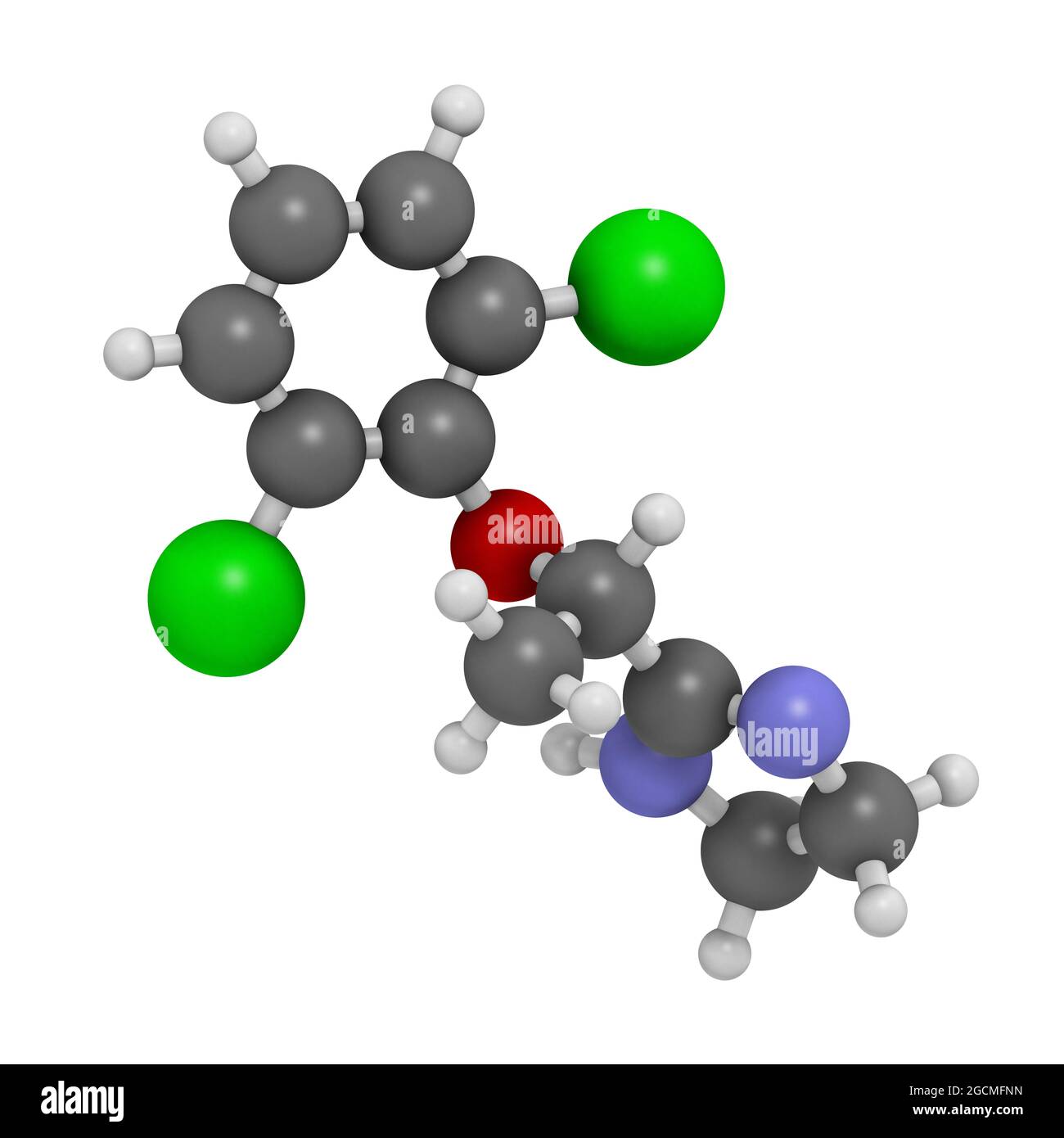 Lofexidine opioid withdrawal treatment drug. 3D rendering. Atoms Stock ...