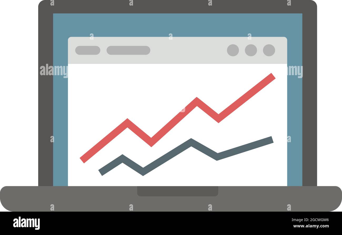 Accounting laptop graph icon. Flat illustration of accounting laptop ...