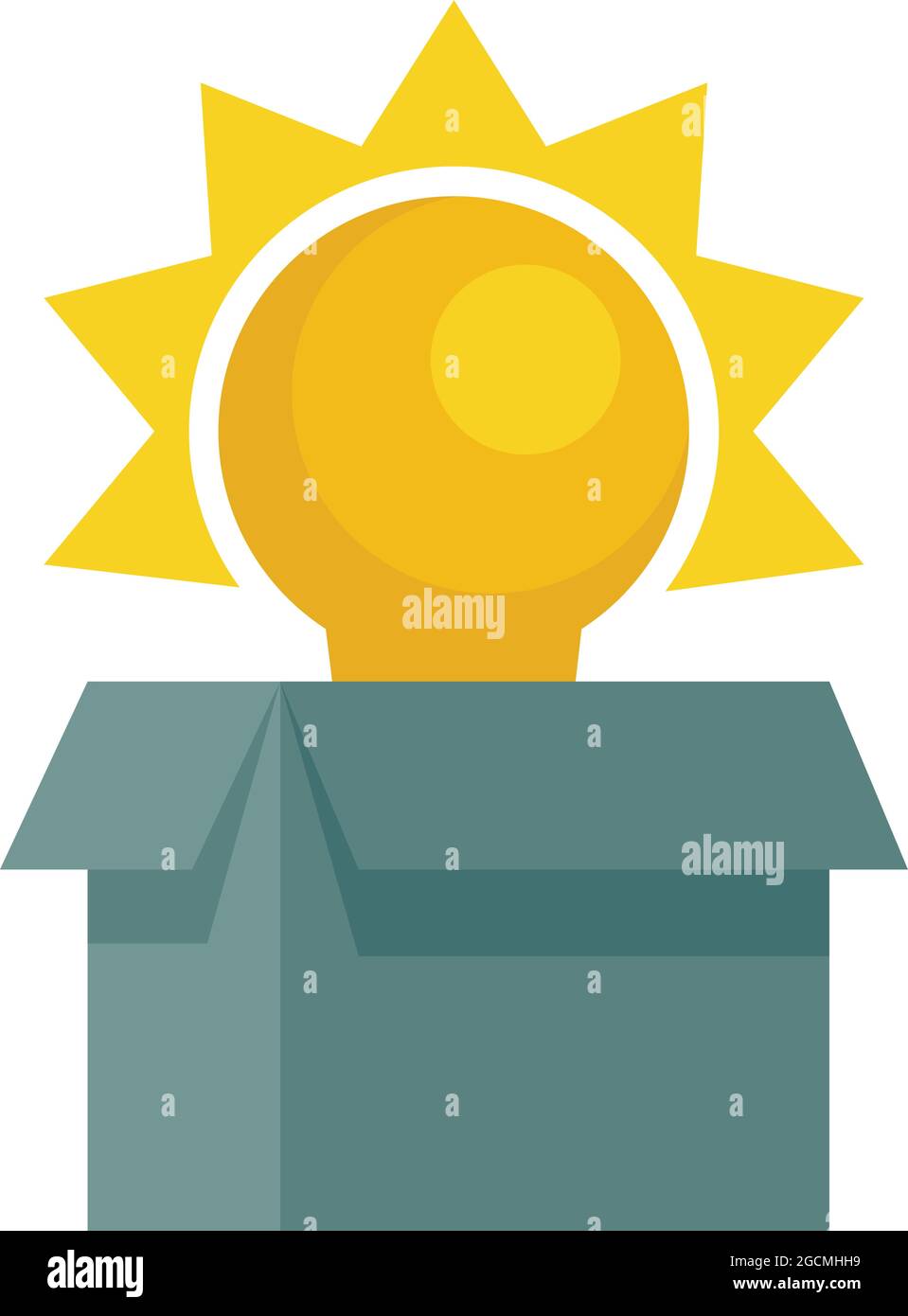 Unboxed idea innovation icon. Flat illustration of unboxed idea ...