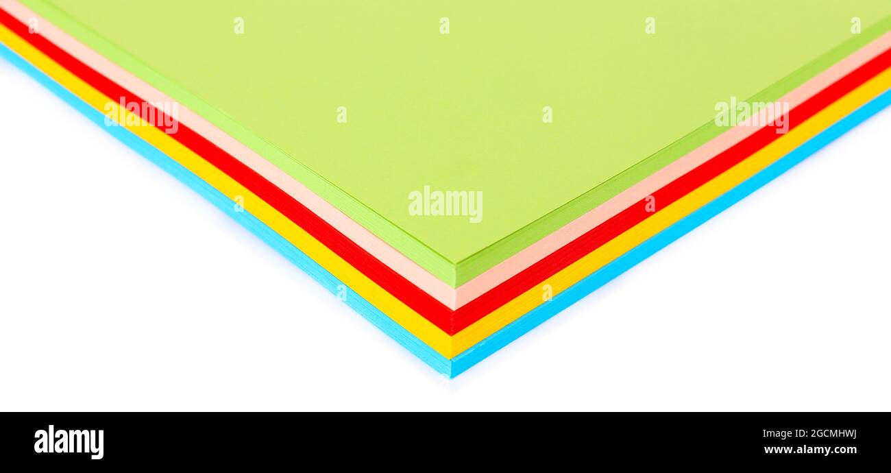 Colorful cardboard on white background Stock Photo - Alamy