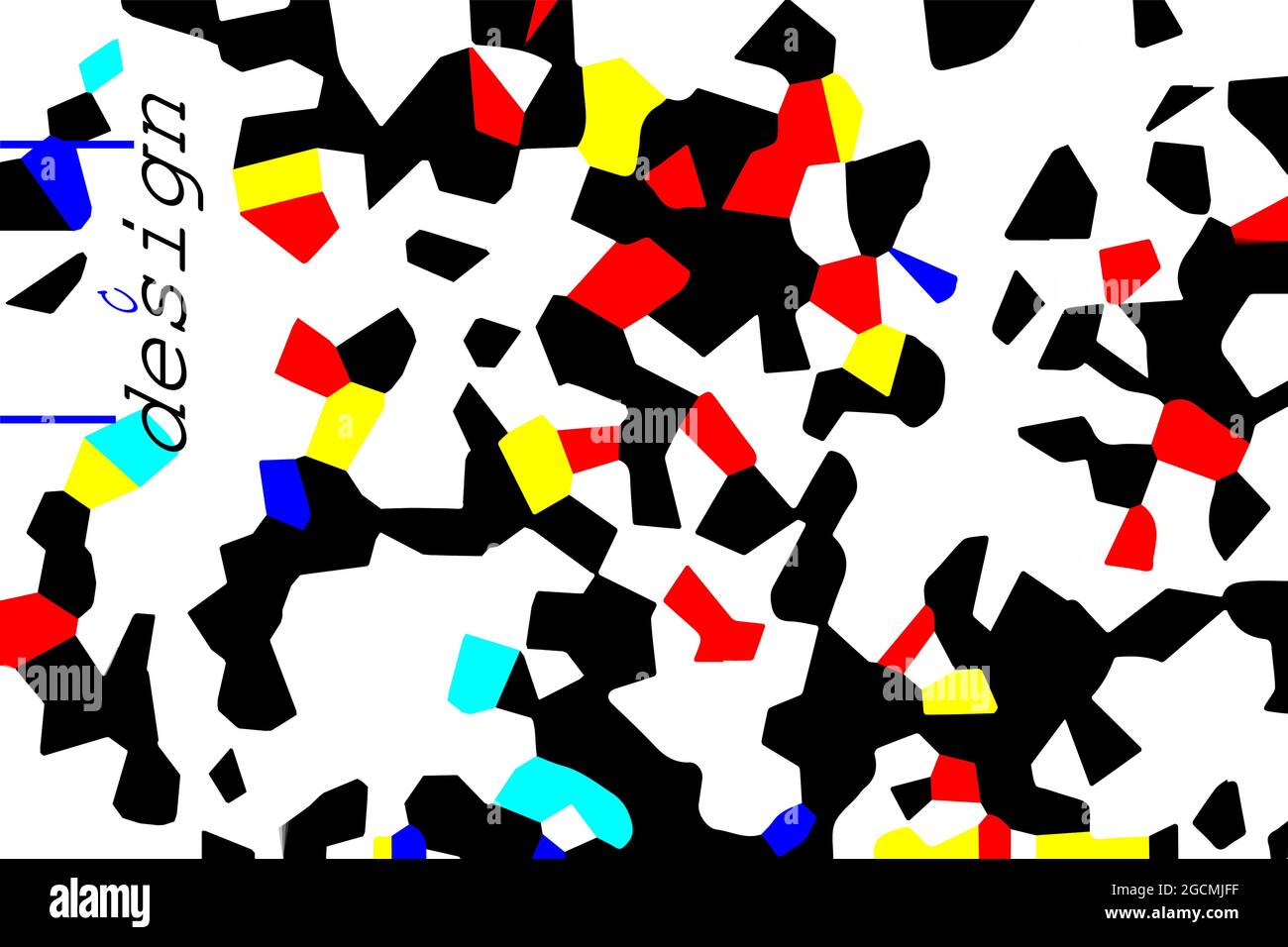 Abstract art background. Vector geometric black red yellow blue figures ...