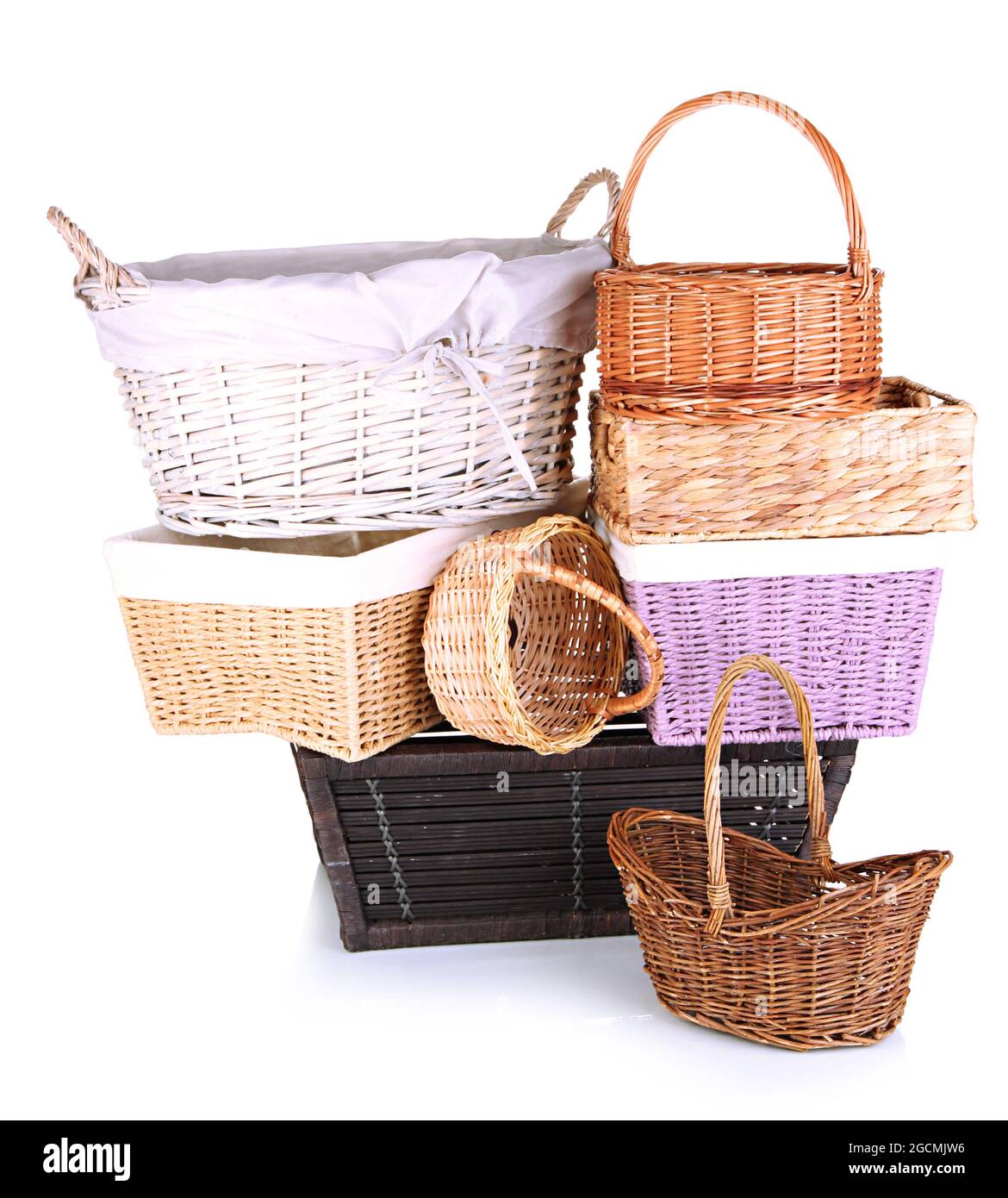 Many different baskets isolated on white Stock Photo - Alamy