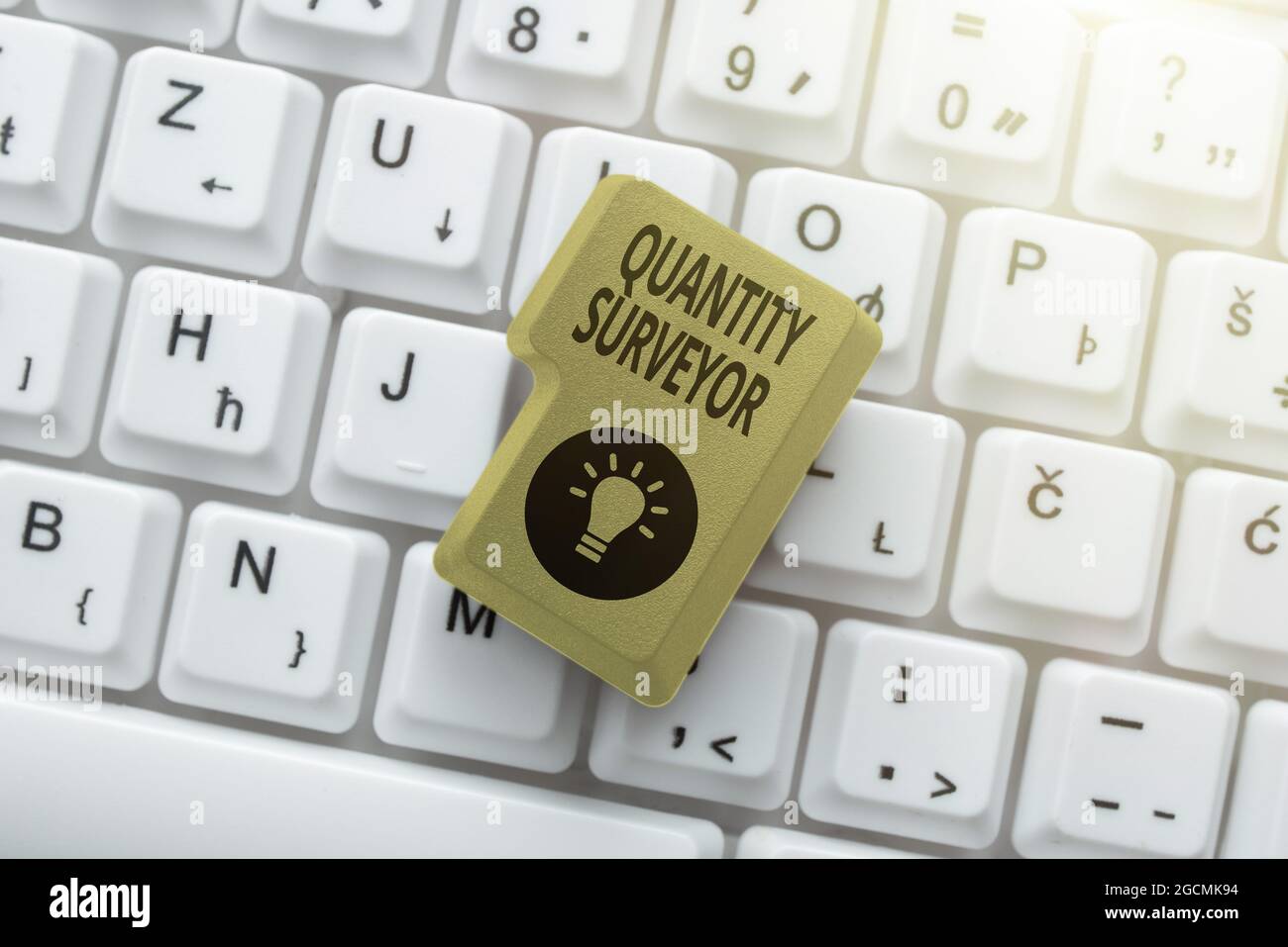 Text caption presenting Quantity Surveyor. Concept meaning calculate ...