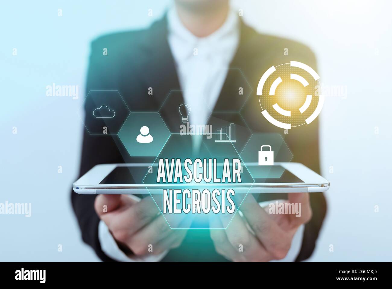 Sign displaying Avascular Necrosis. Concept meaning death of bone ...