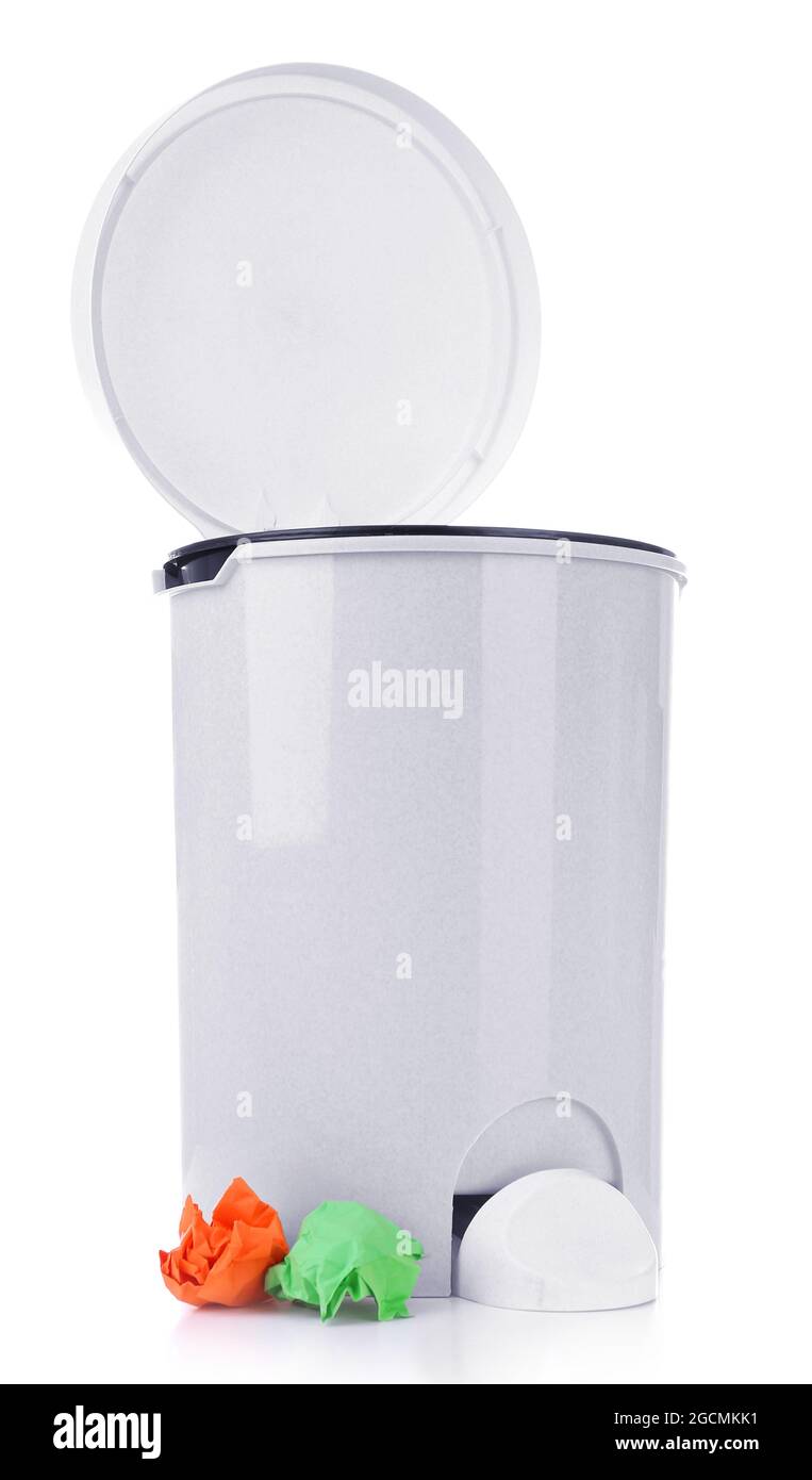 Garbage bin, isolated on white Stock Photo - Alamy