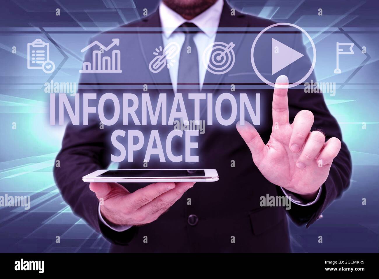 Conceptual display Information Space. Word Written on place especially ...