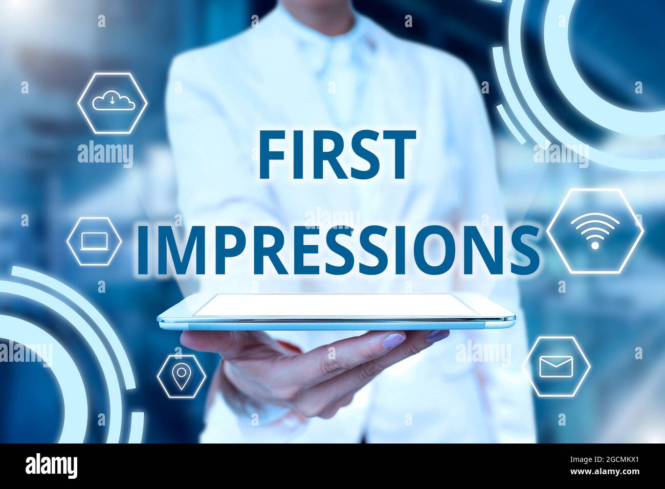 Conceptual display First Impressions. Business overview first ...
