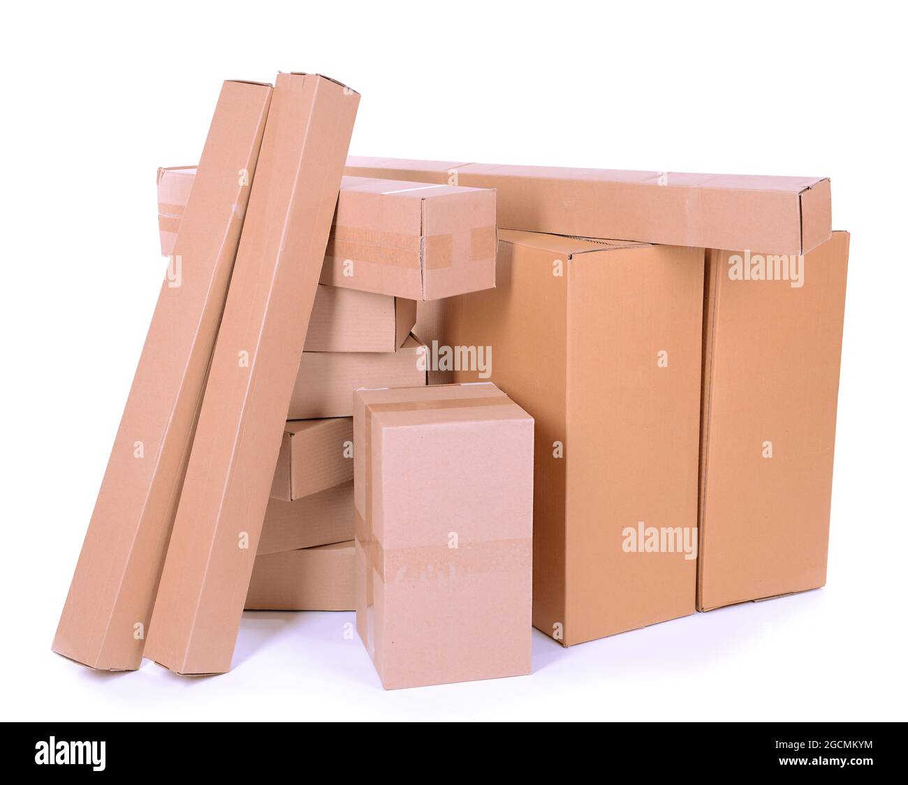 Different cardboard boxes isolated on white Stock Photo - Alamy