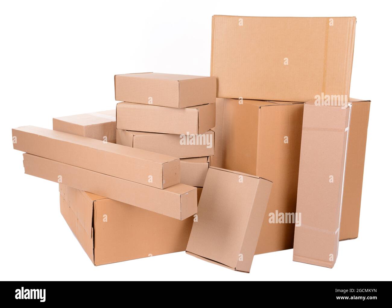 Different cardboard boxes isolated on white Stock Photo - Alamy