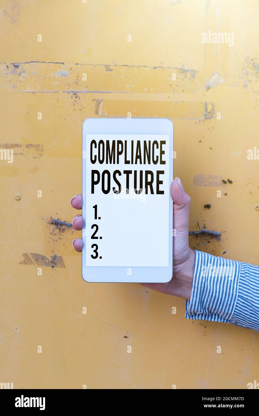 Hand writing sign Compliance Posture. Conceptual photo manage the ...