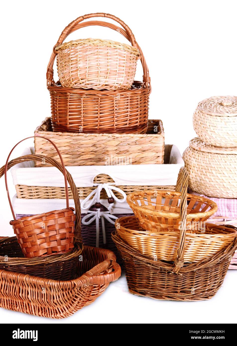 Many different baskets isolated on white Stock Photo - Alamy