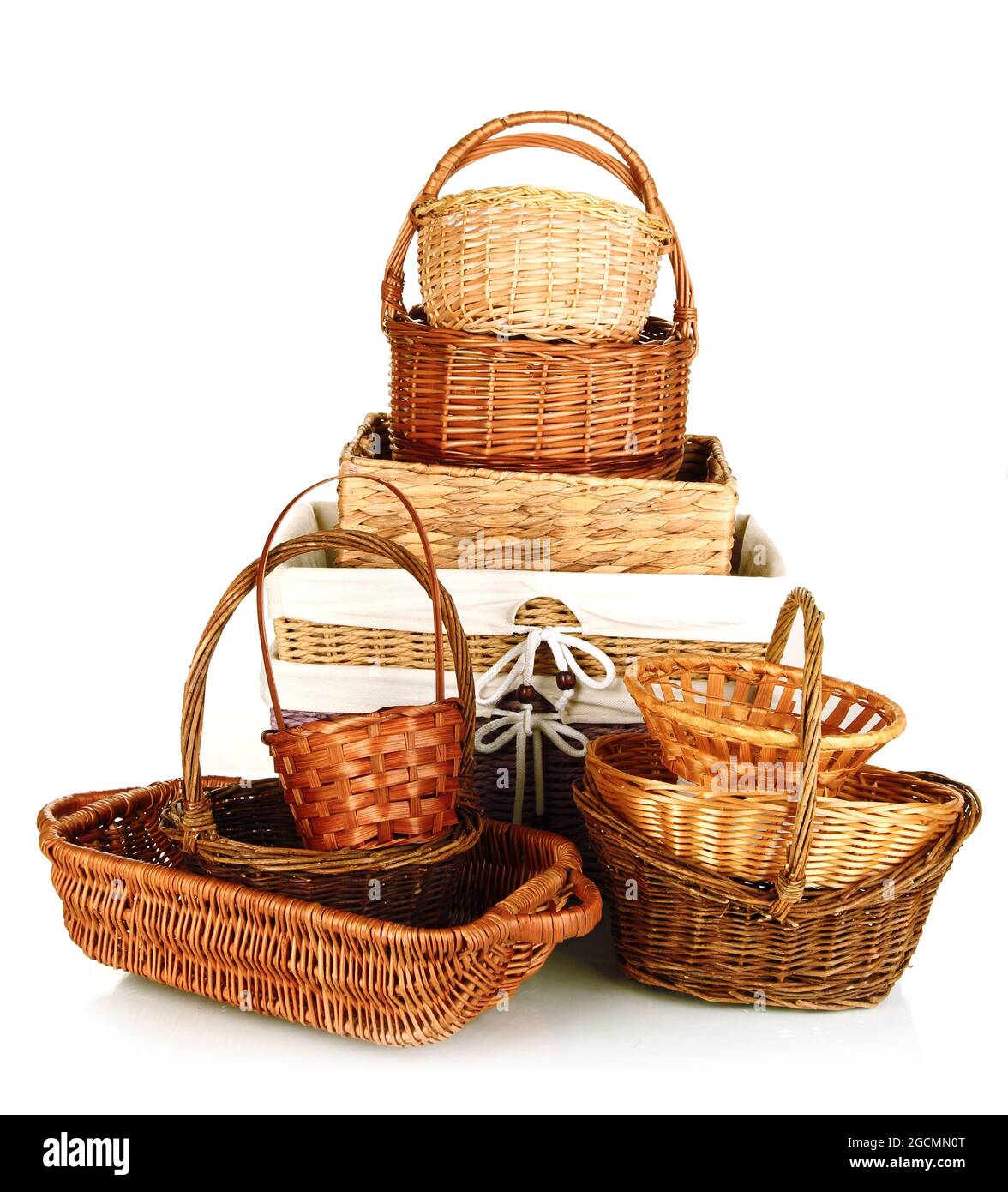 Many different baskets isolated on white Stock Photo - Alamy