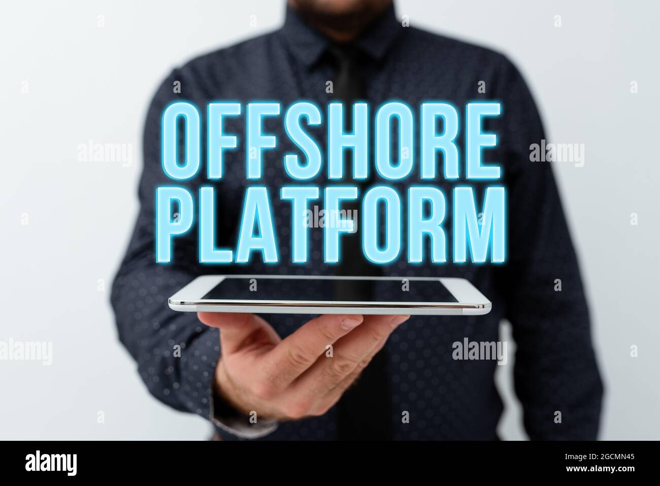 Text sign showing Offshore Platform. Business concept structure with ...
