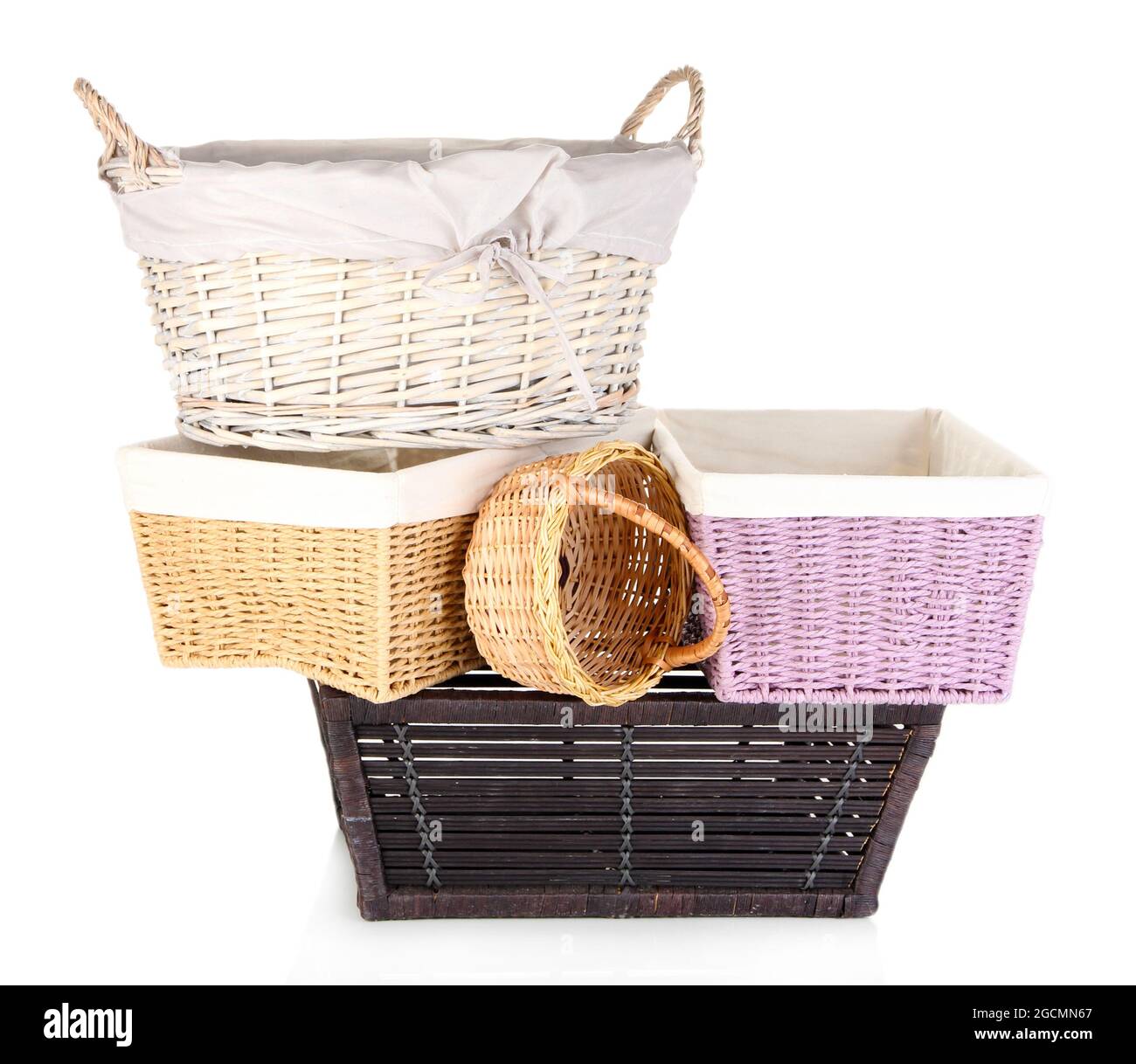 Many different baskets isolated on white Stock Photo - Alamy