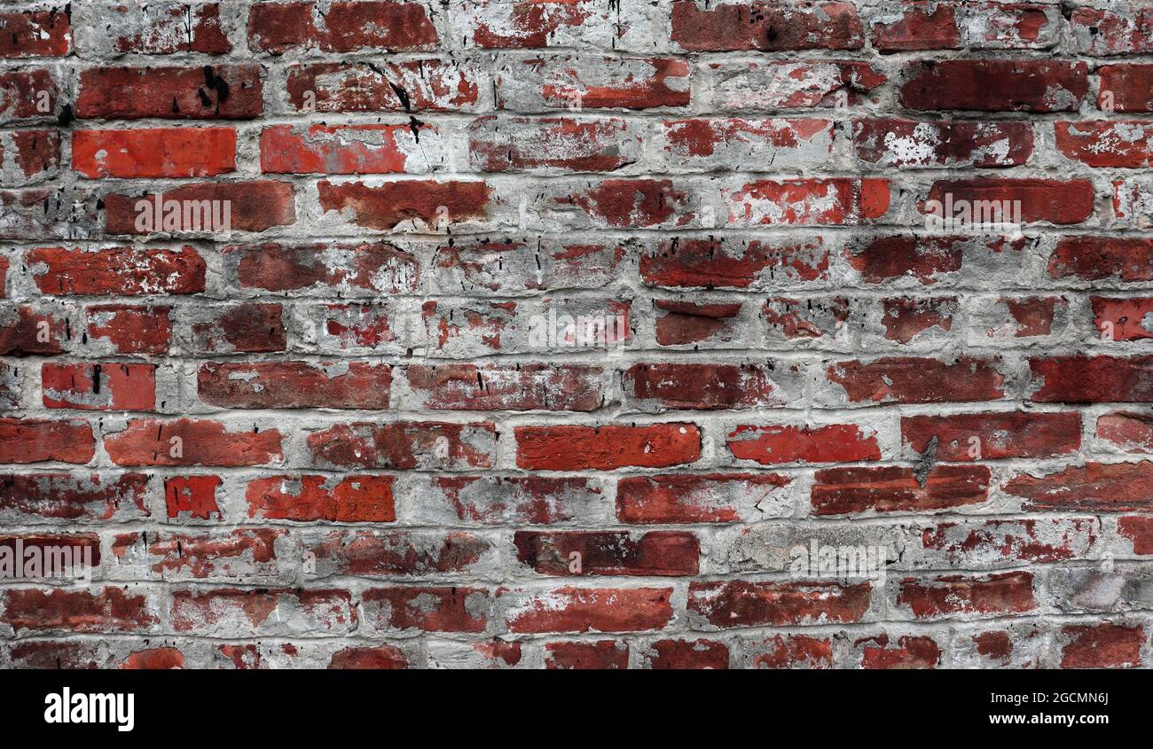Abstract aged crack brick wall texture. Old building surface background ...