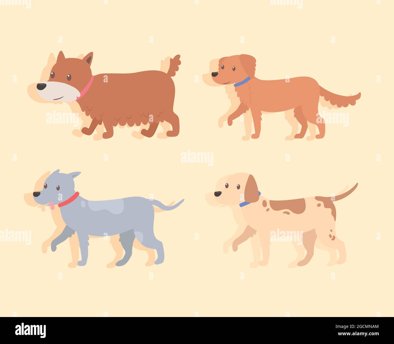 set of cute dogs walking Stock Vector Image & Art - Alamy