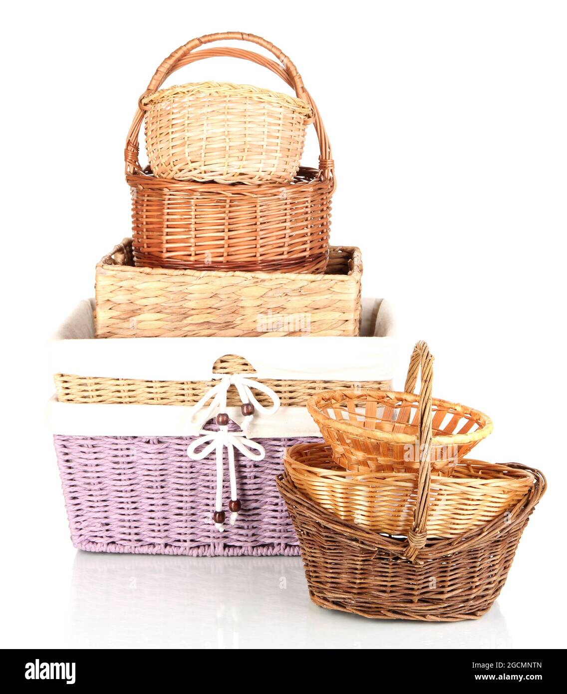 Many different baskets isolated on white Stock Photo - Alamy