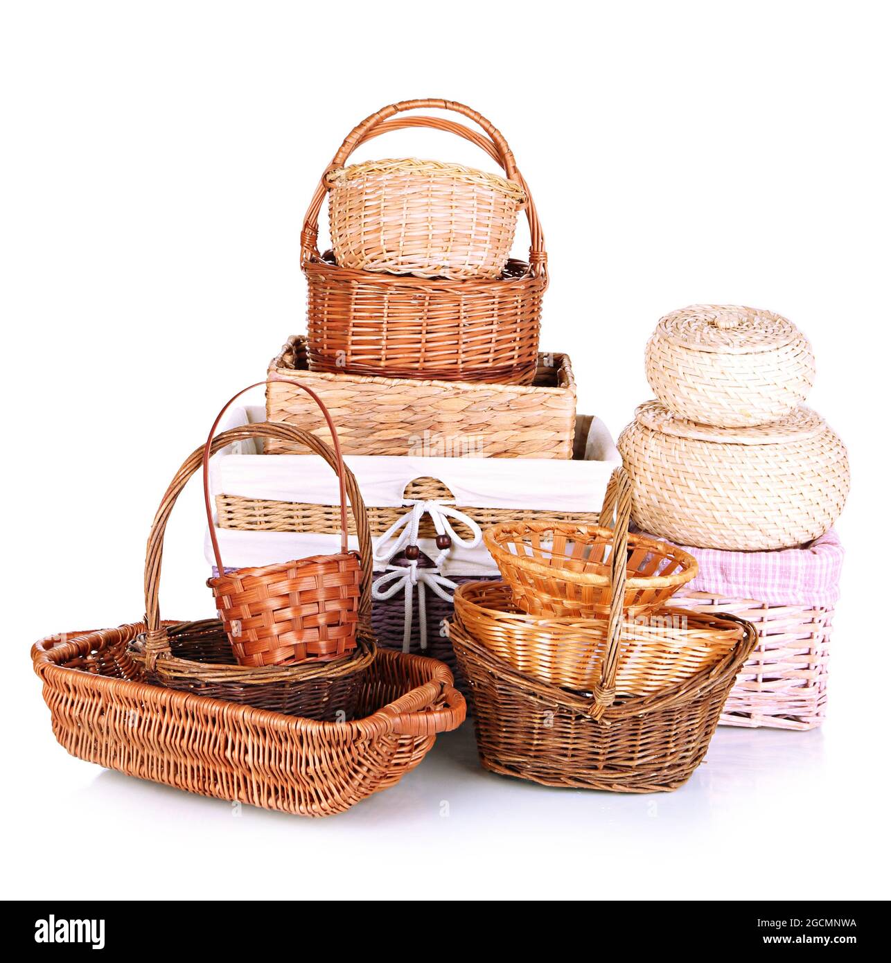 Many different baskets isolated on white Stock Photo - Alamy