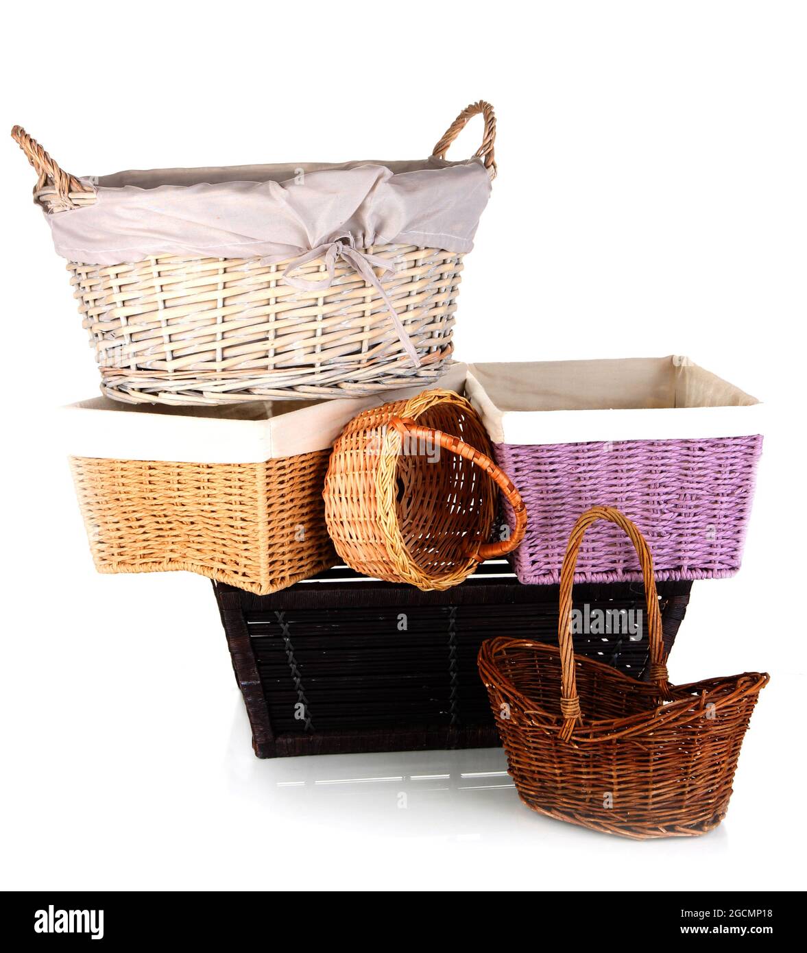 Many different baskets isolated on white Stock Photo - Alamy
