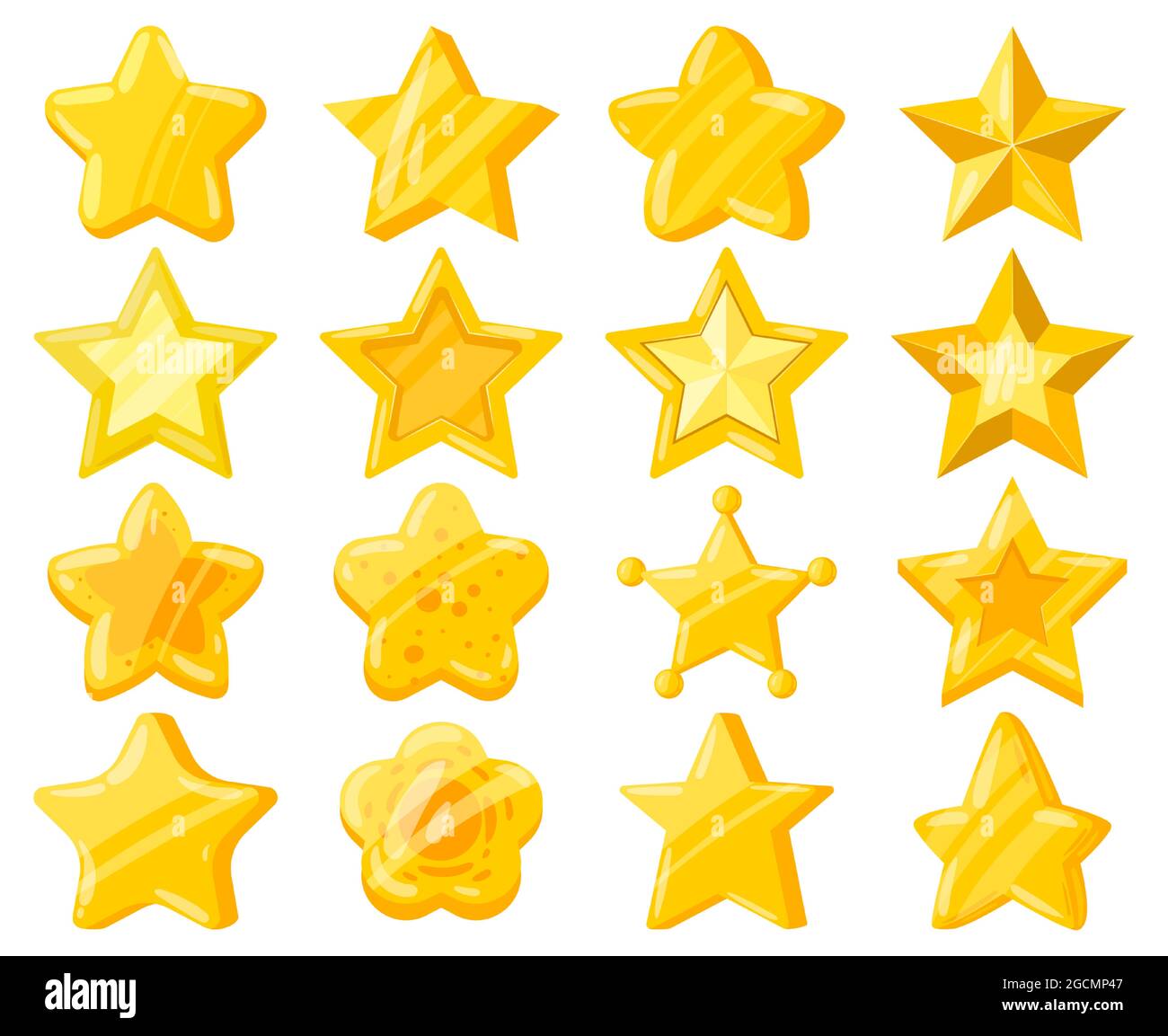 Cartoon mobile web game ui golden stars. Casual game interface shiny ...