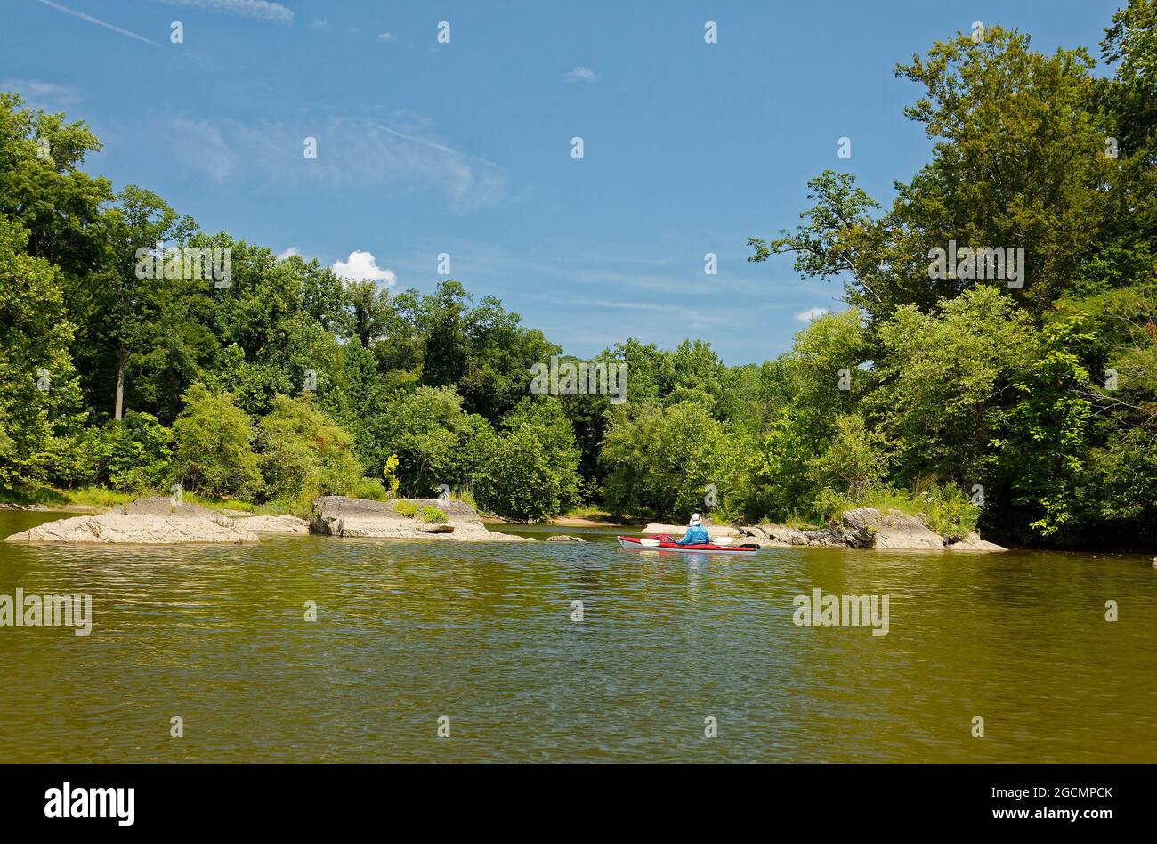 Susquehanna River scene, Water Trail, Conowingo Reservoir, man in red ...