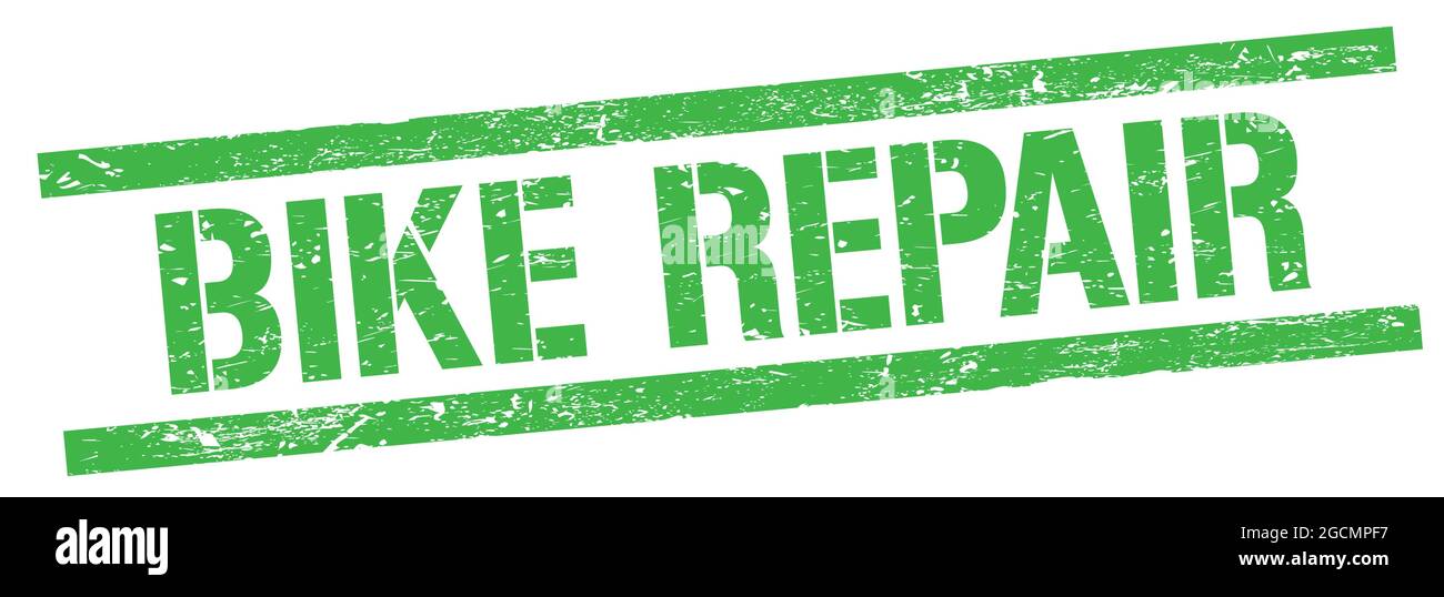BIKE REPAIR text on green grungy rectangle stamp sign Stock Photo - Alamy