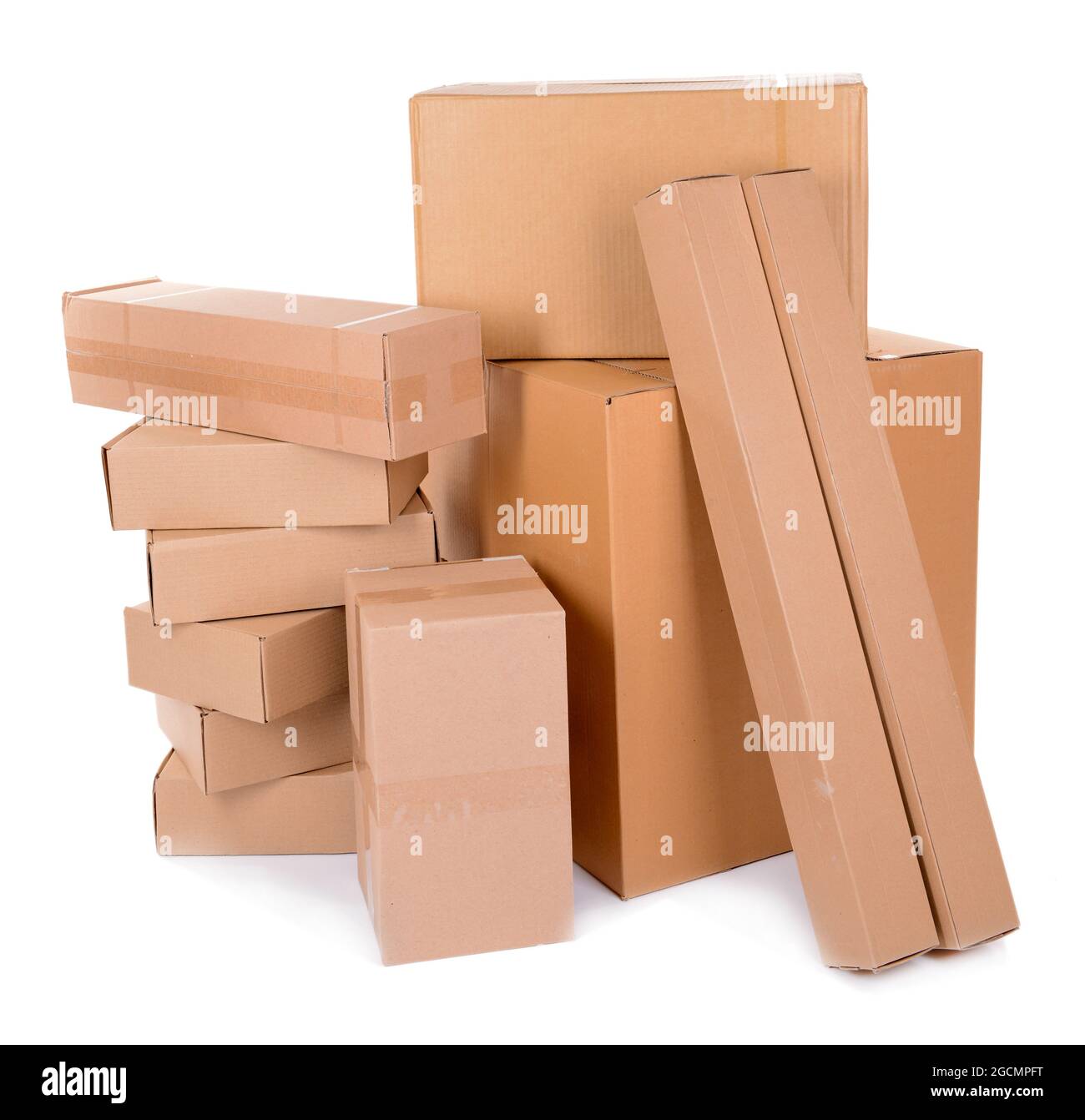 Different cardboard boxes isolated on white Stock Photo - Alamy