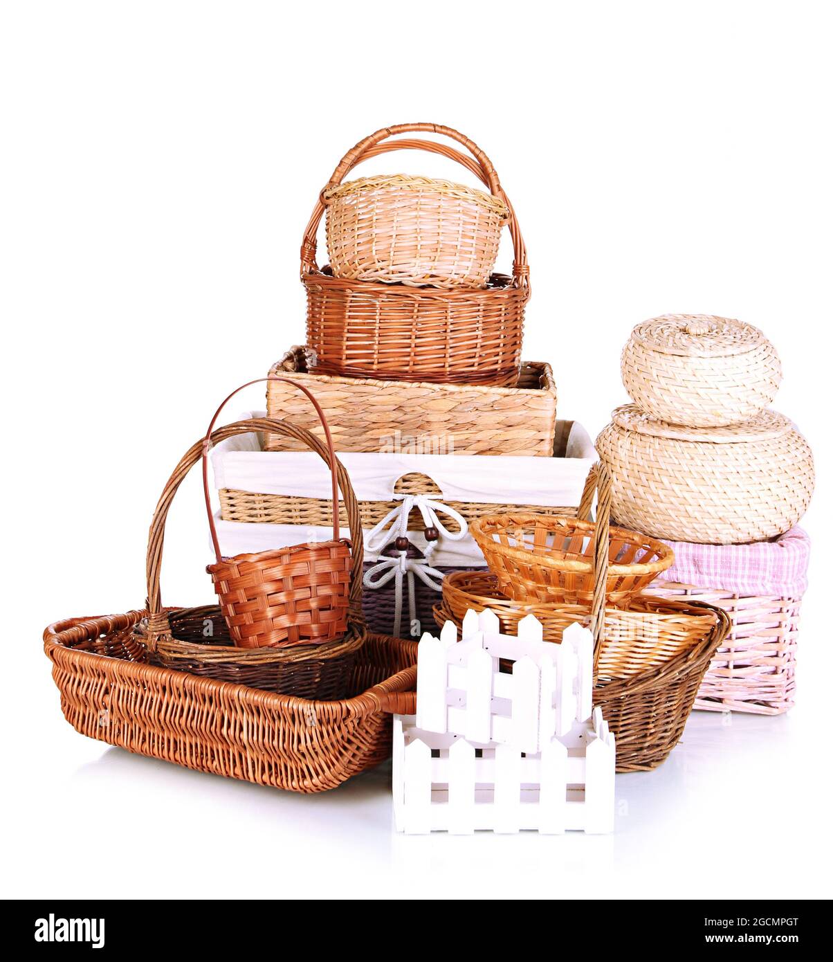 Many different baskets isolated on white Stock Photo - Alamy