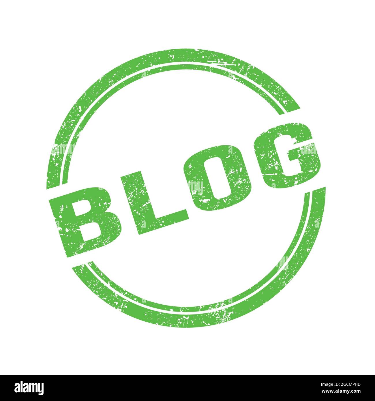 BLOG text written on green grungy vintage round stamp Stock Photo - Alamy