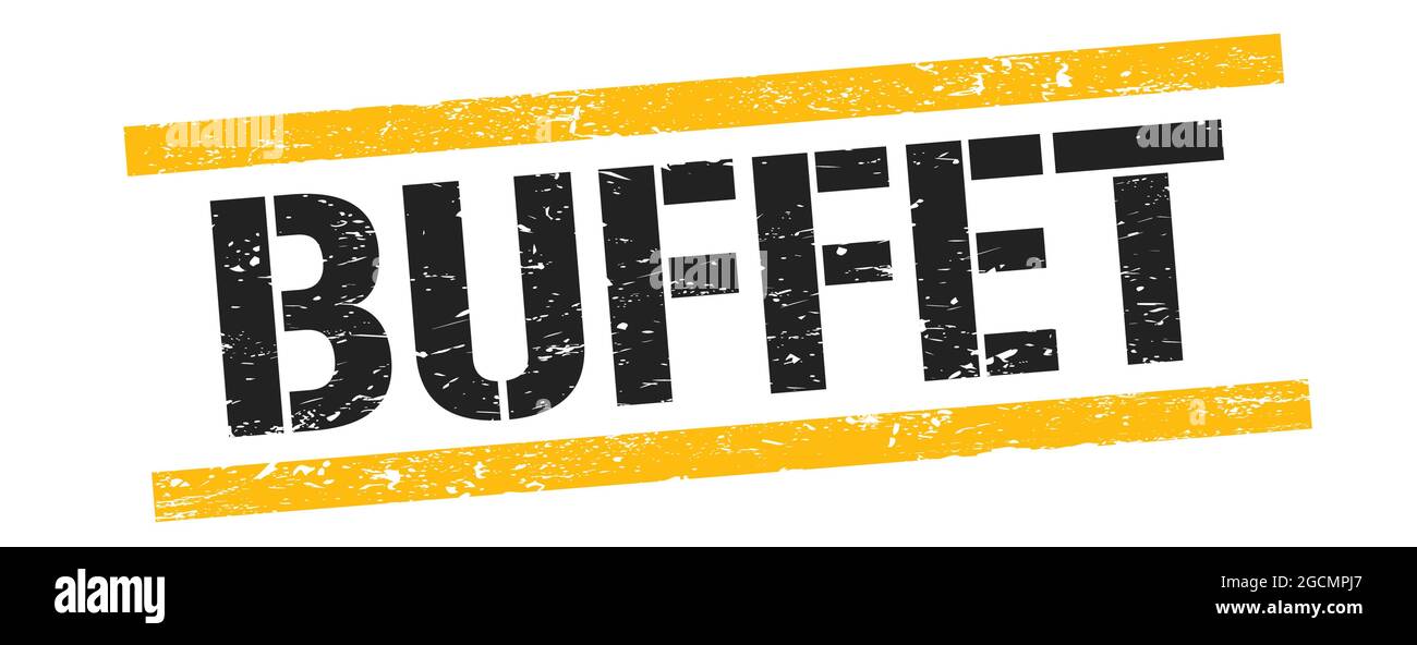 BUFFET text on black yellow grungy lines stamp sign Stock Photo - Alamy