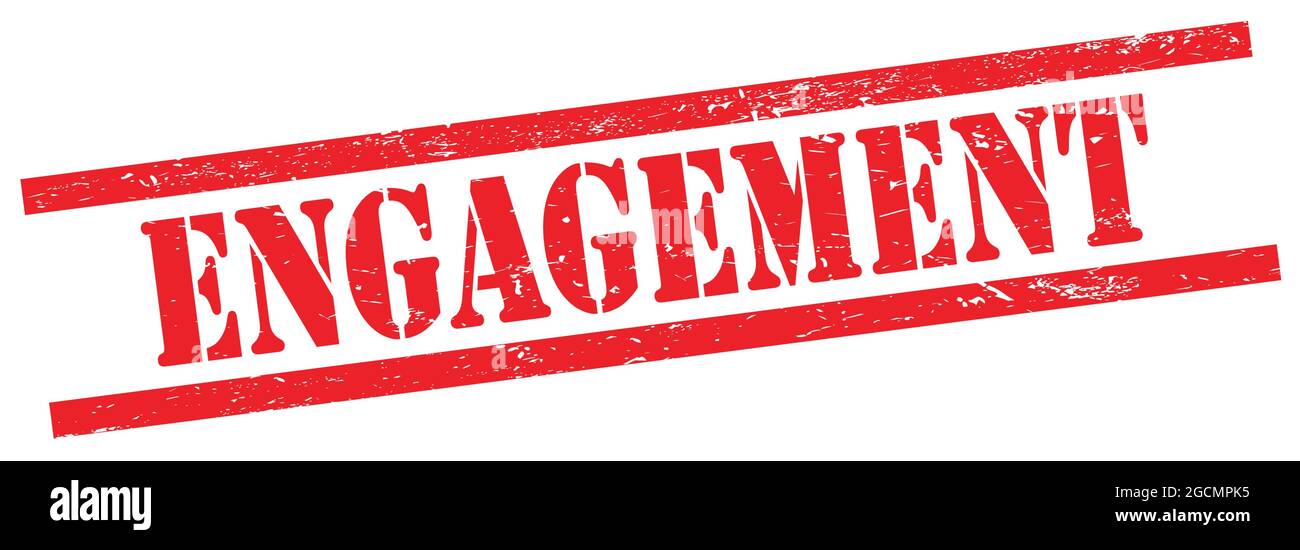 ENGAGEMENT text on red grungy rectangle vintage stamp Stock Photo - Alamy