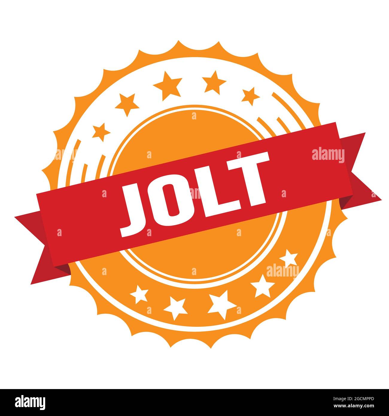 JOLT text on red orange ribbon badge stamp Stock Photo - Alamy