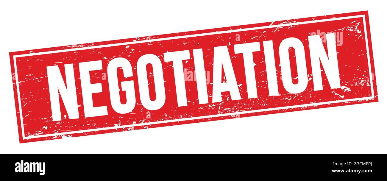 NEGOTIATION text on red grungy rectangle stamp sign Stock Photo - Alamy
