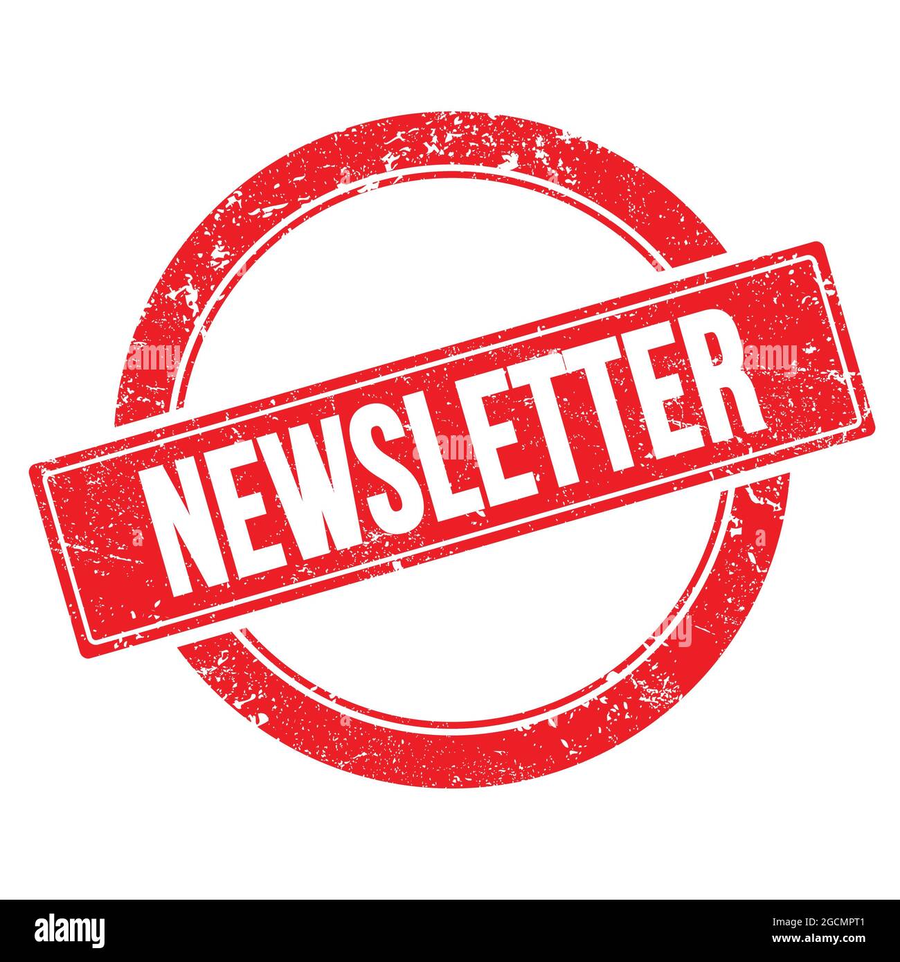 NEWSLETTER text on red grungy round vintage stamp Stock Photo - Alamy